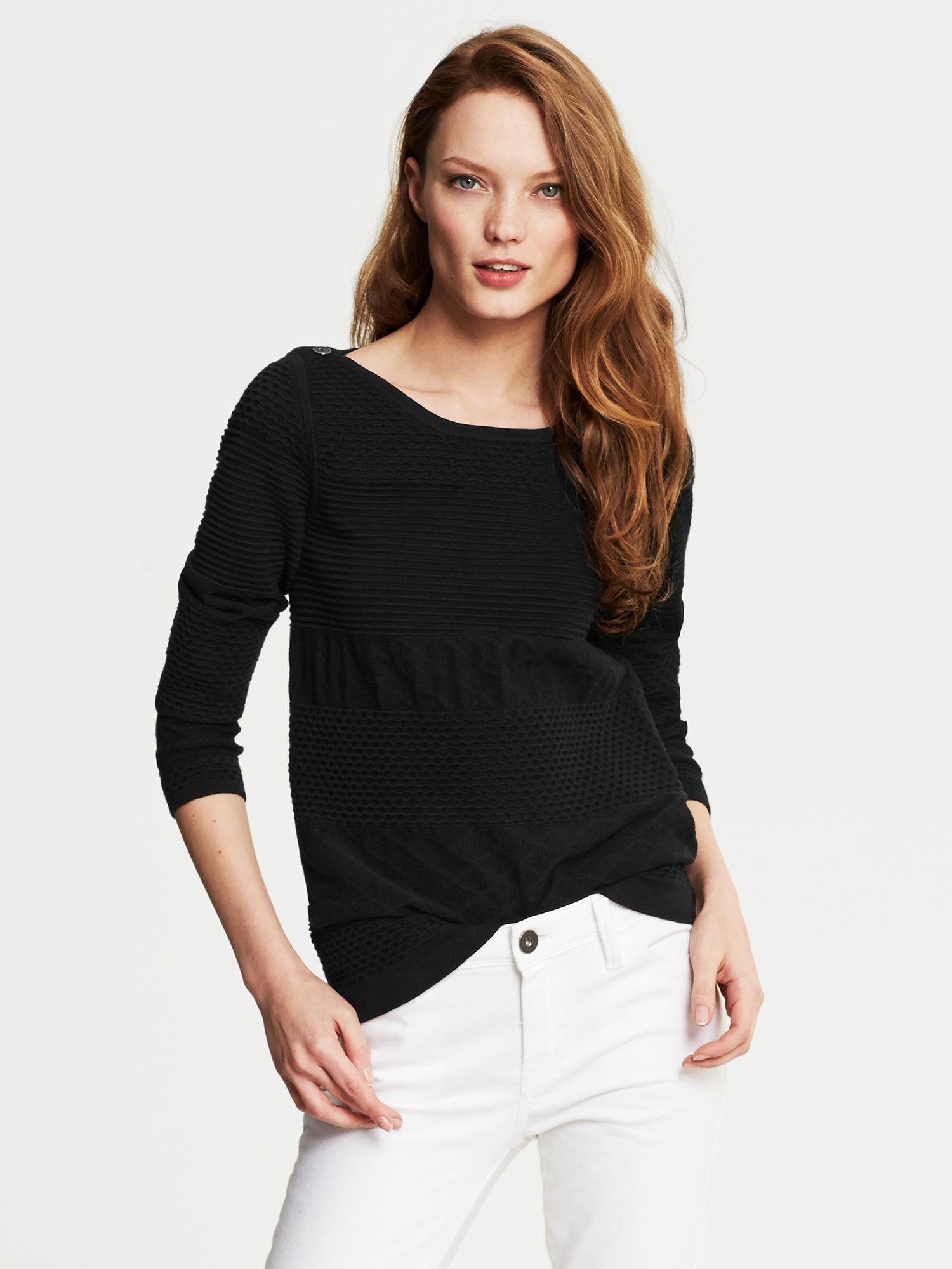 Textured Tonal Stripe Pullover | Banana Republic