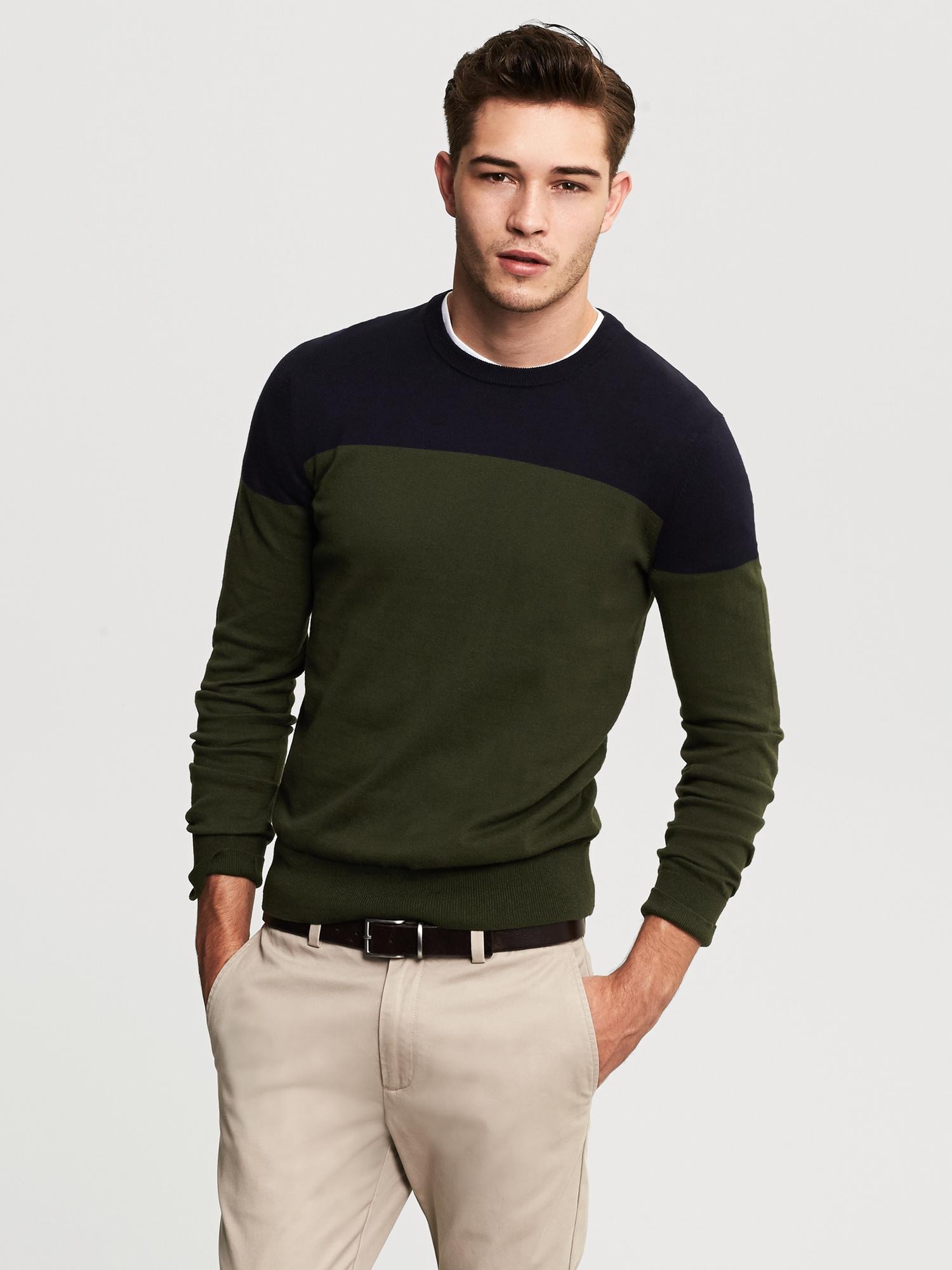 Colorblock Cotton Crew | Banana Republic