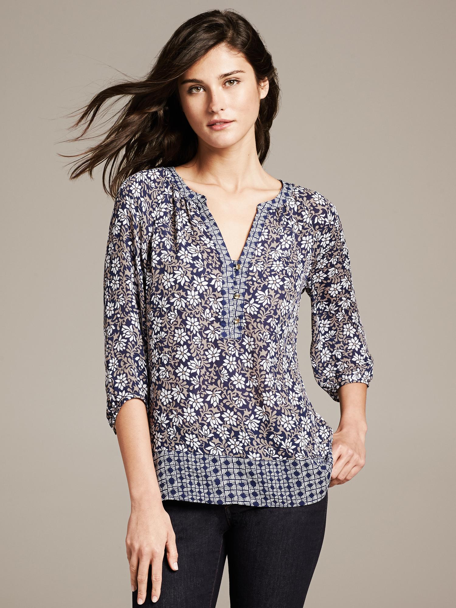 Mixed Print Blouse | Banana Republic