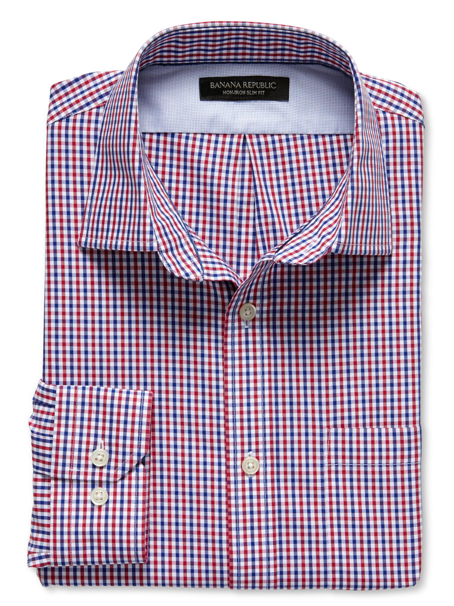 Slim-Fit Non-Iron Micro Multi-Gingham Shirt | Banana Republic