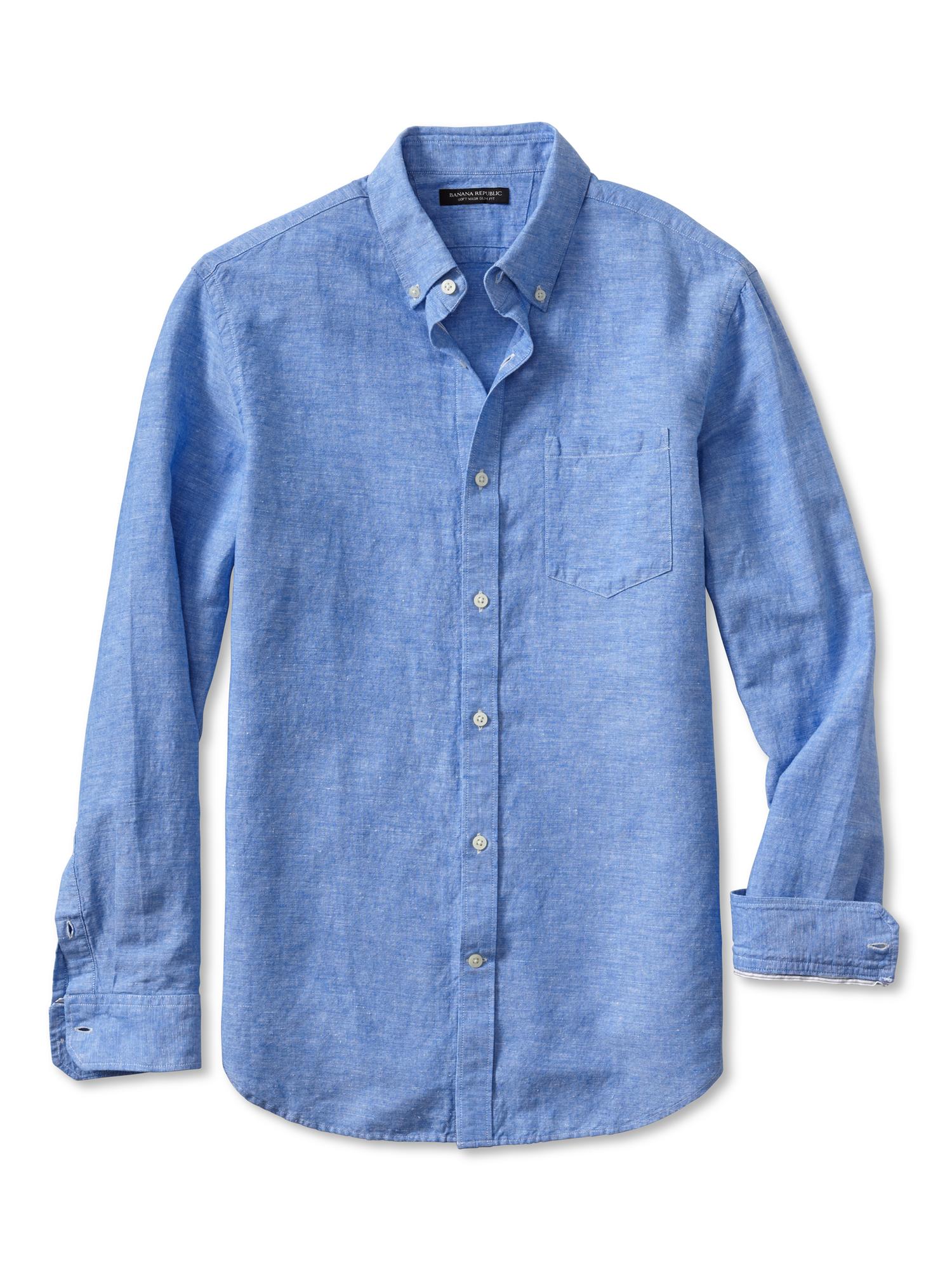 Slim-Fit Linen/Cotton Button-Down Shirt | Banana Republic