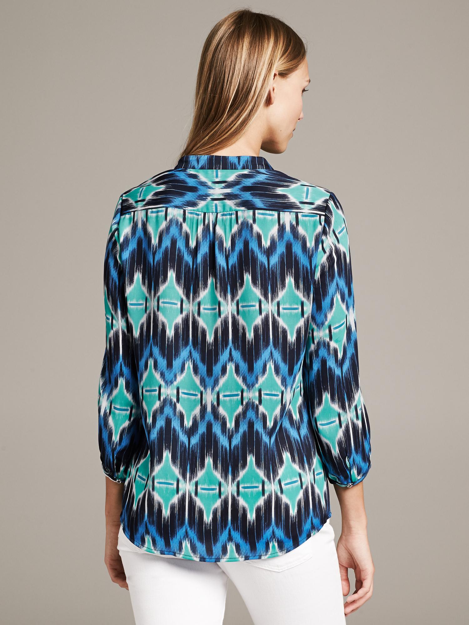 Blue Ikat Print Riviera Blouse | Banana Republic