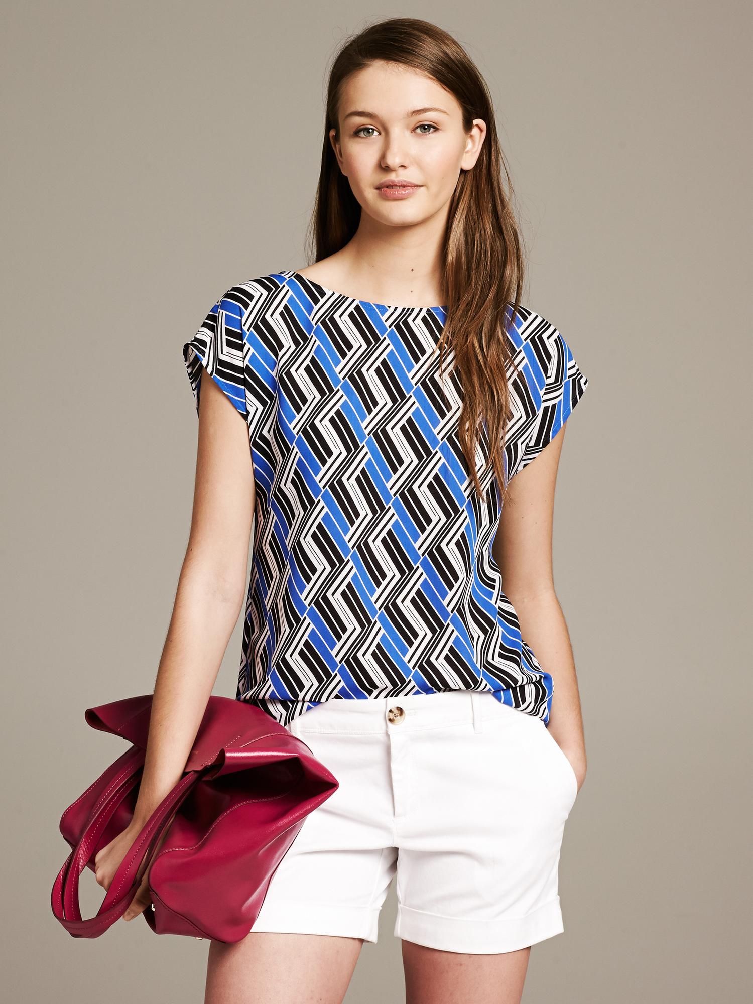 Abstract Print Draped Top | Banana Republic
