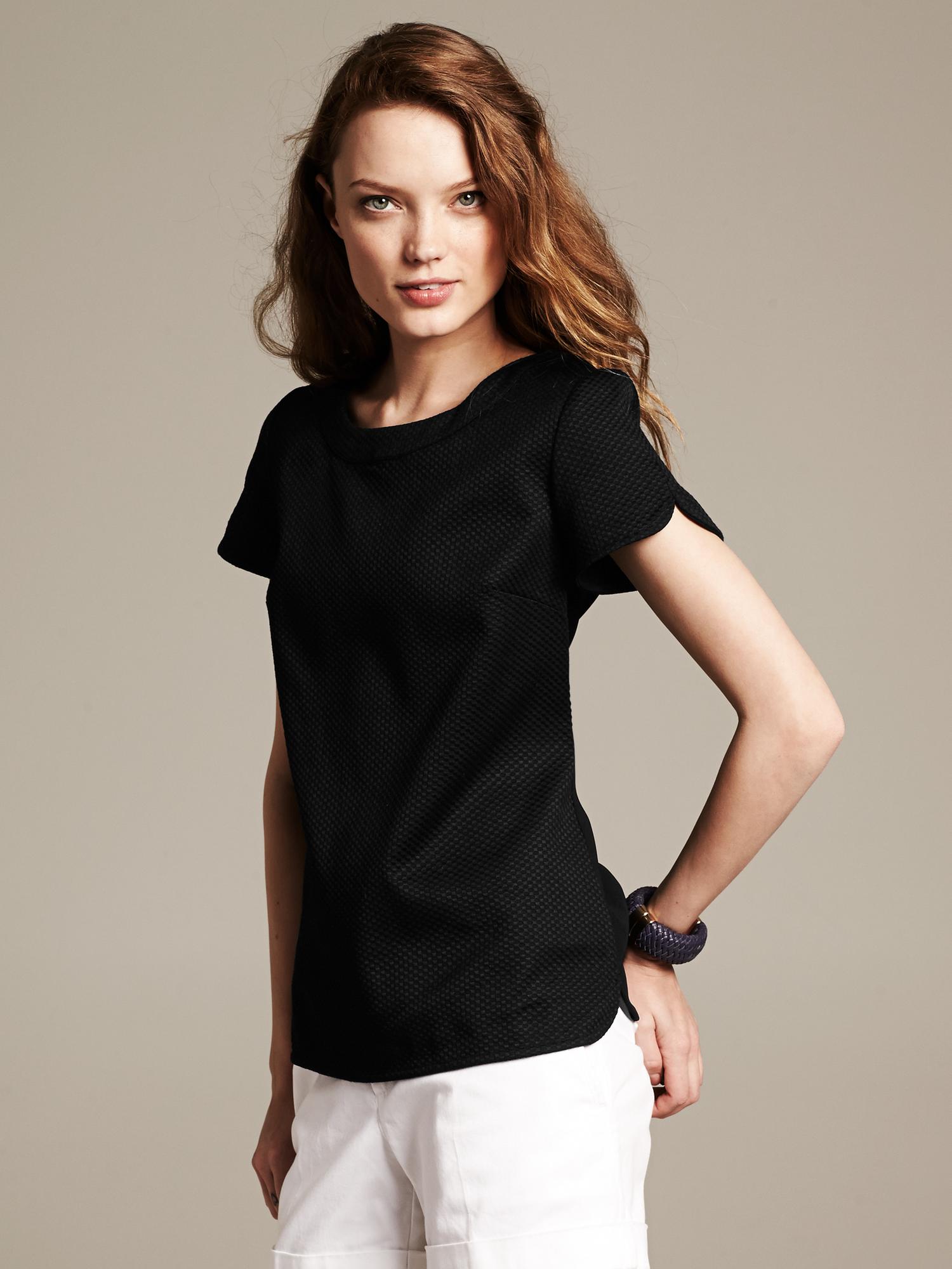 Textured Zip-Back Top | Banana Republic