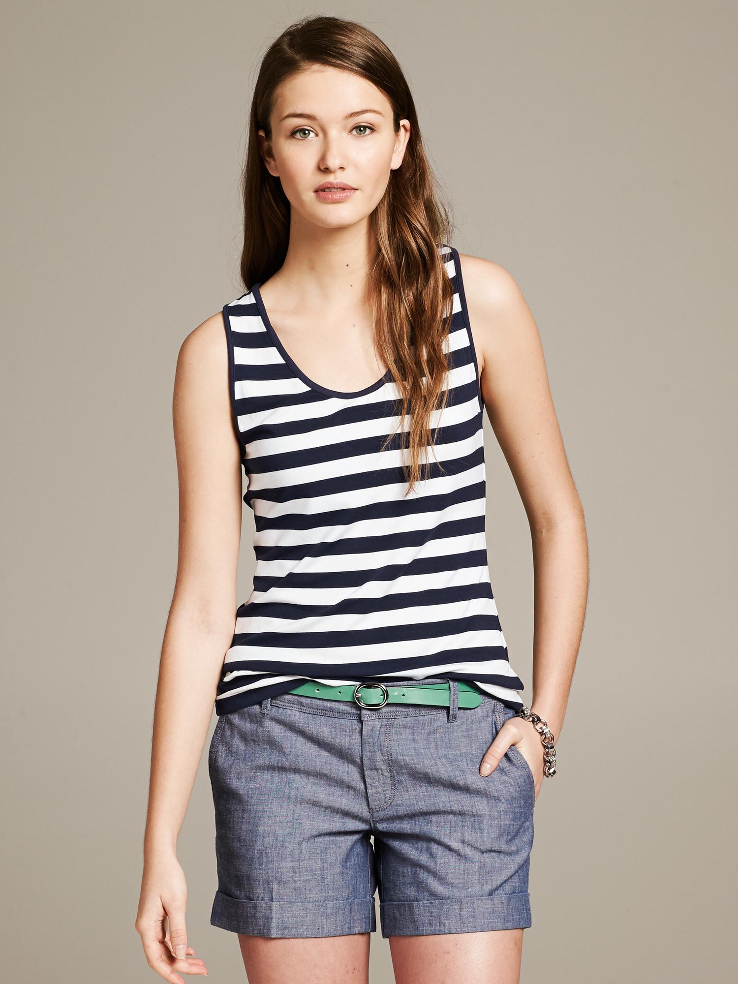 Striped Criss-Cross Tank | Banana Republic