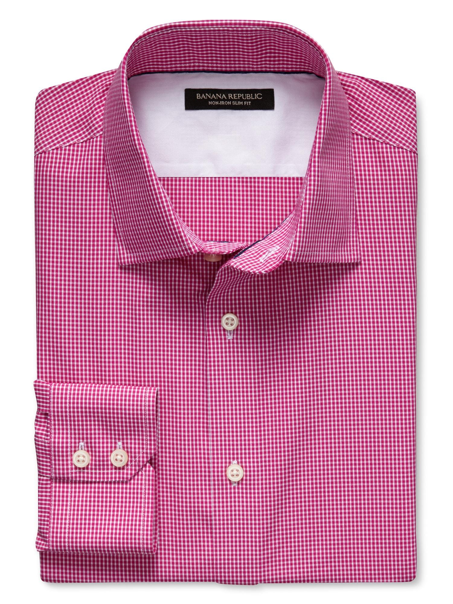 Slim-Fit Non-Iron Micro-Plaid Shirt | Banana Republic