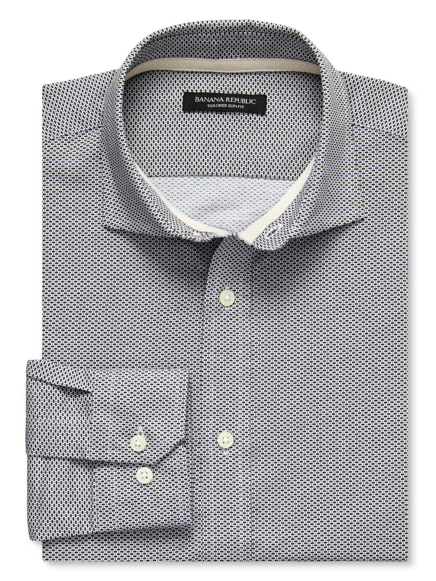 Tailored Slim-Fit Micro-Print Shirt | Banana Republic