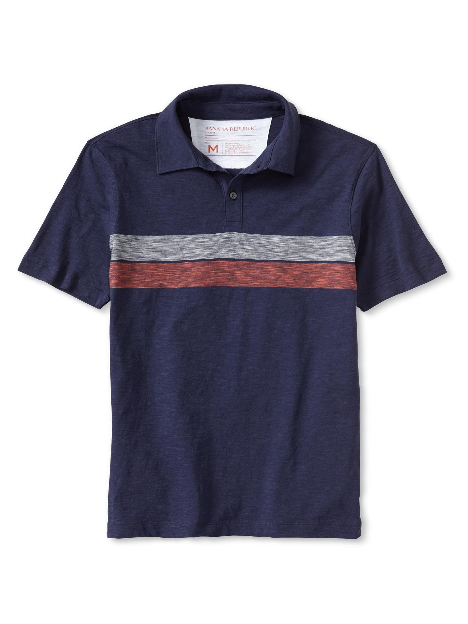 Chest Stripe Slub-Knit Polo | Banana Republic