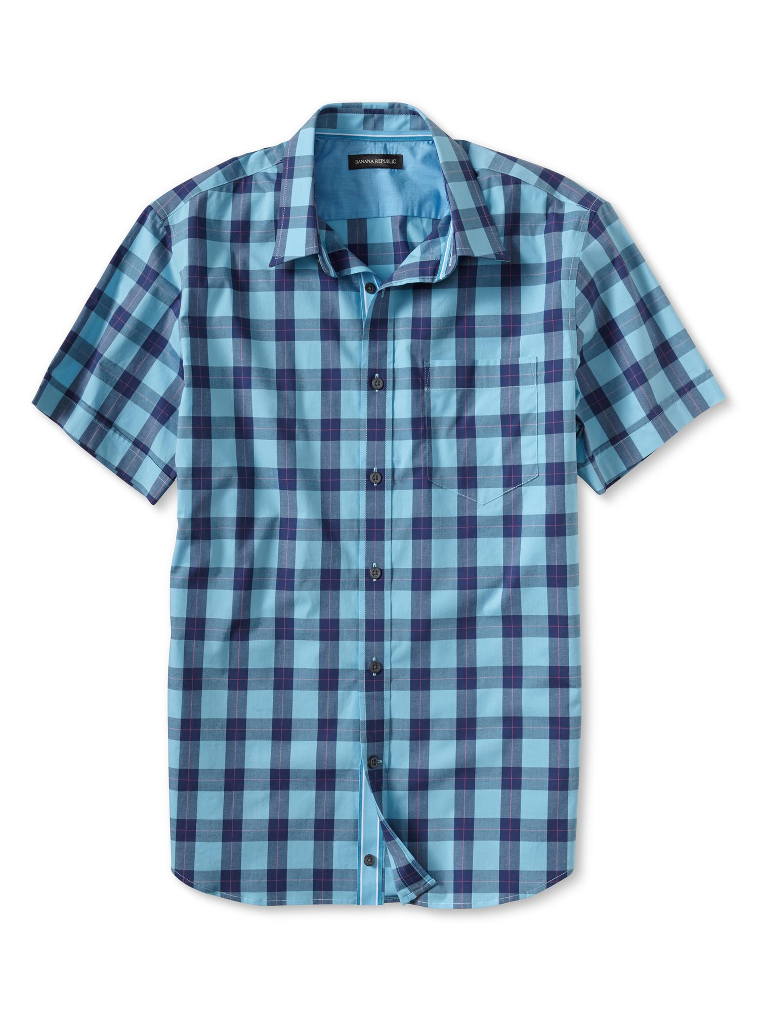 Slim-Fit Cuffed-Sleeve Shirt | Banana Republic