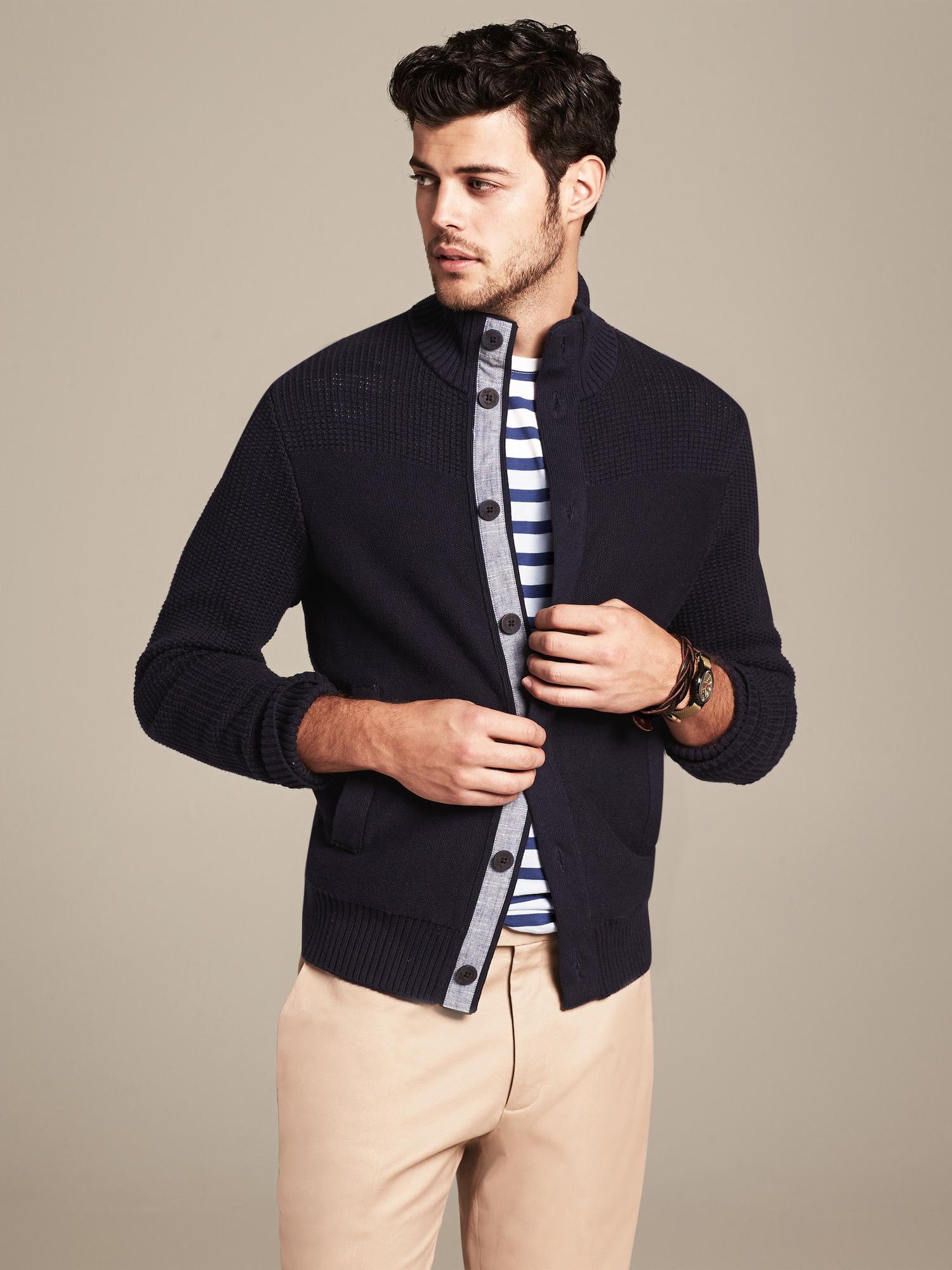 Nautical Textured Sweater Jacket | Banana Republic