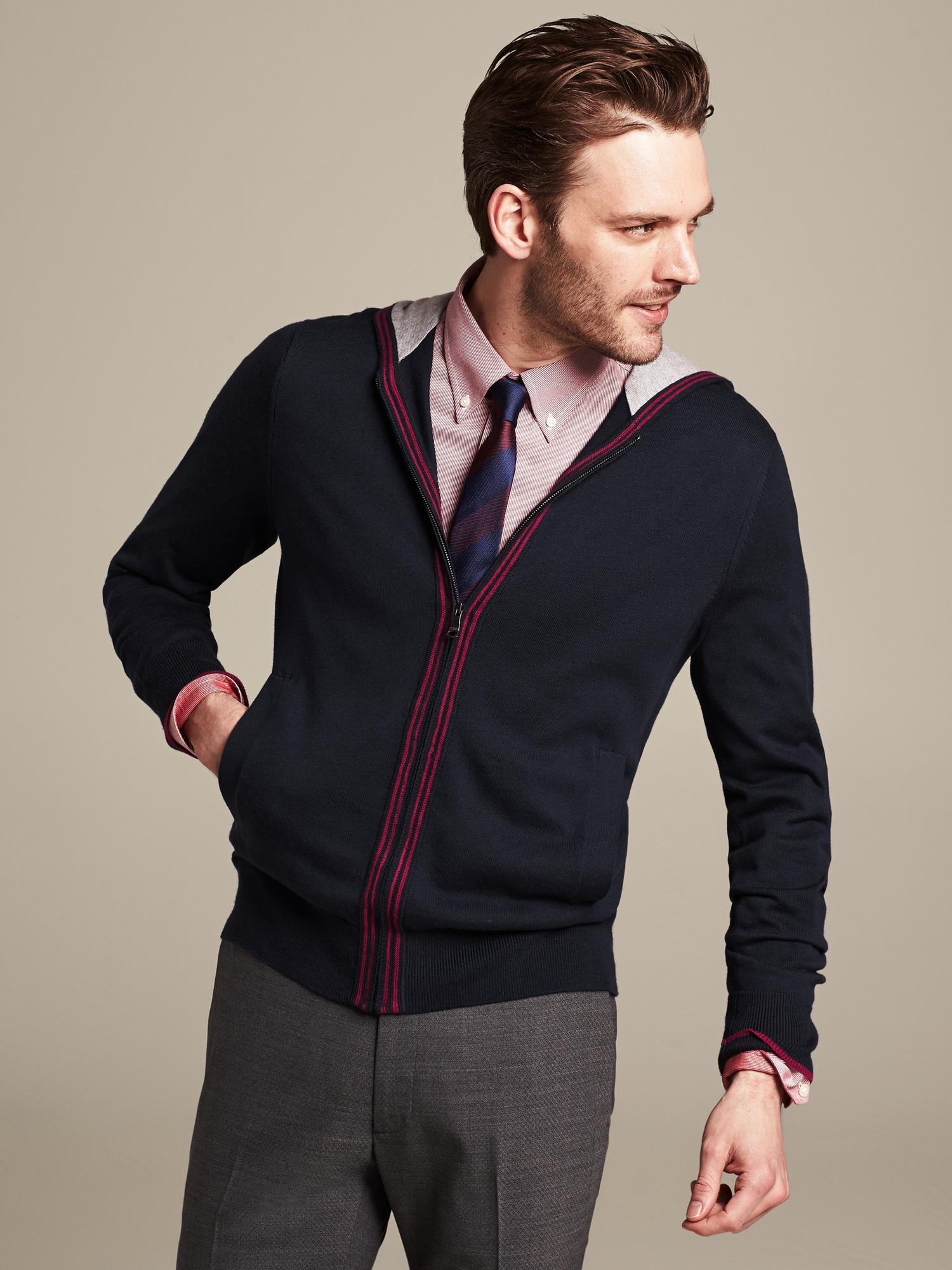 Tipped Hooded Sweater Jacket | Banana Republic