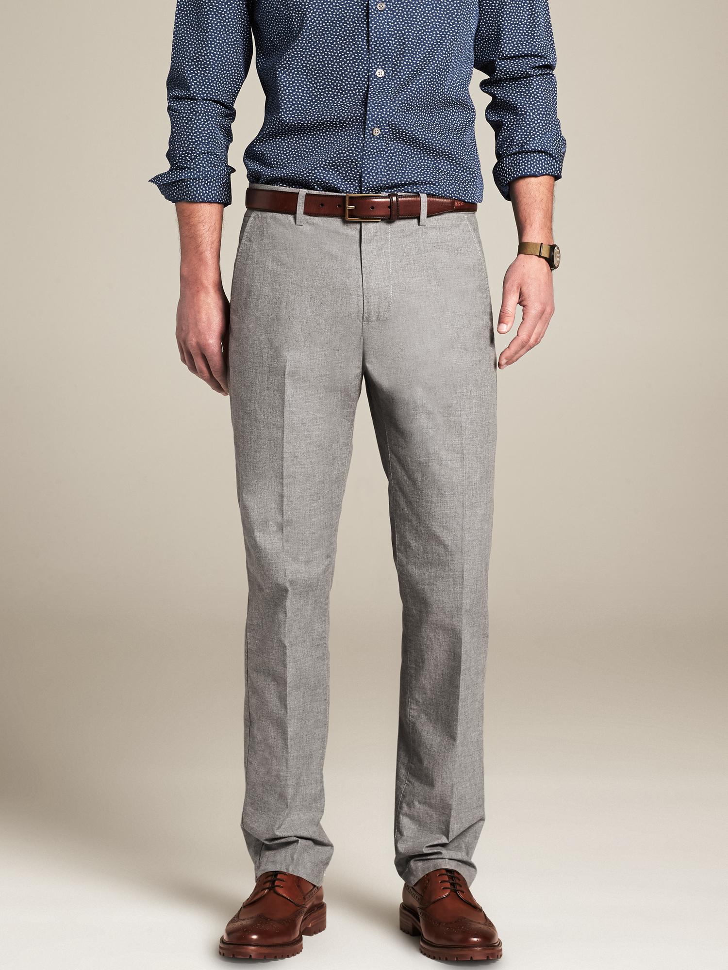 Kentfield Vintage Straight-Fit Gray Cotton Pant | Banana Republic
