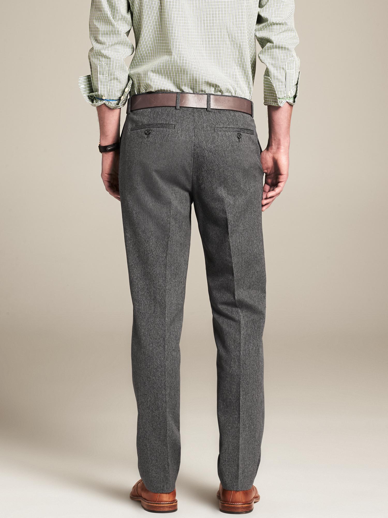 Tailored Slim Non-Iron Gray Cotton Pant | Banana Republic
