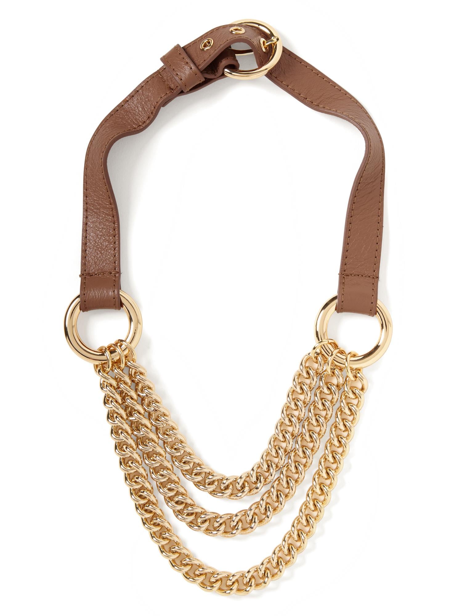 Luxe Leather Link Necklace | Banana Republic