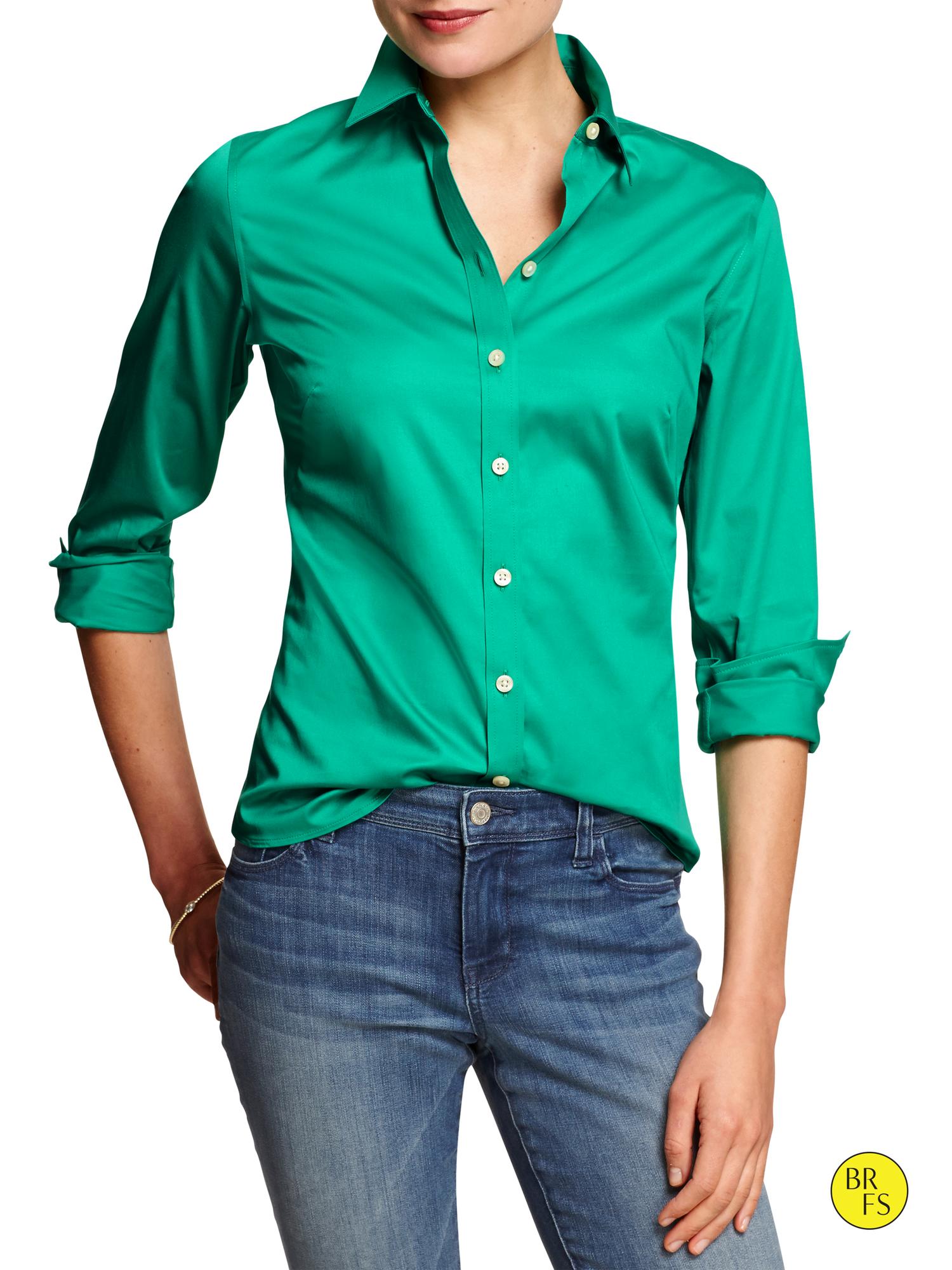 Factory Non-Iron Fitted Sateen Shirt | Banana Republic