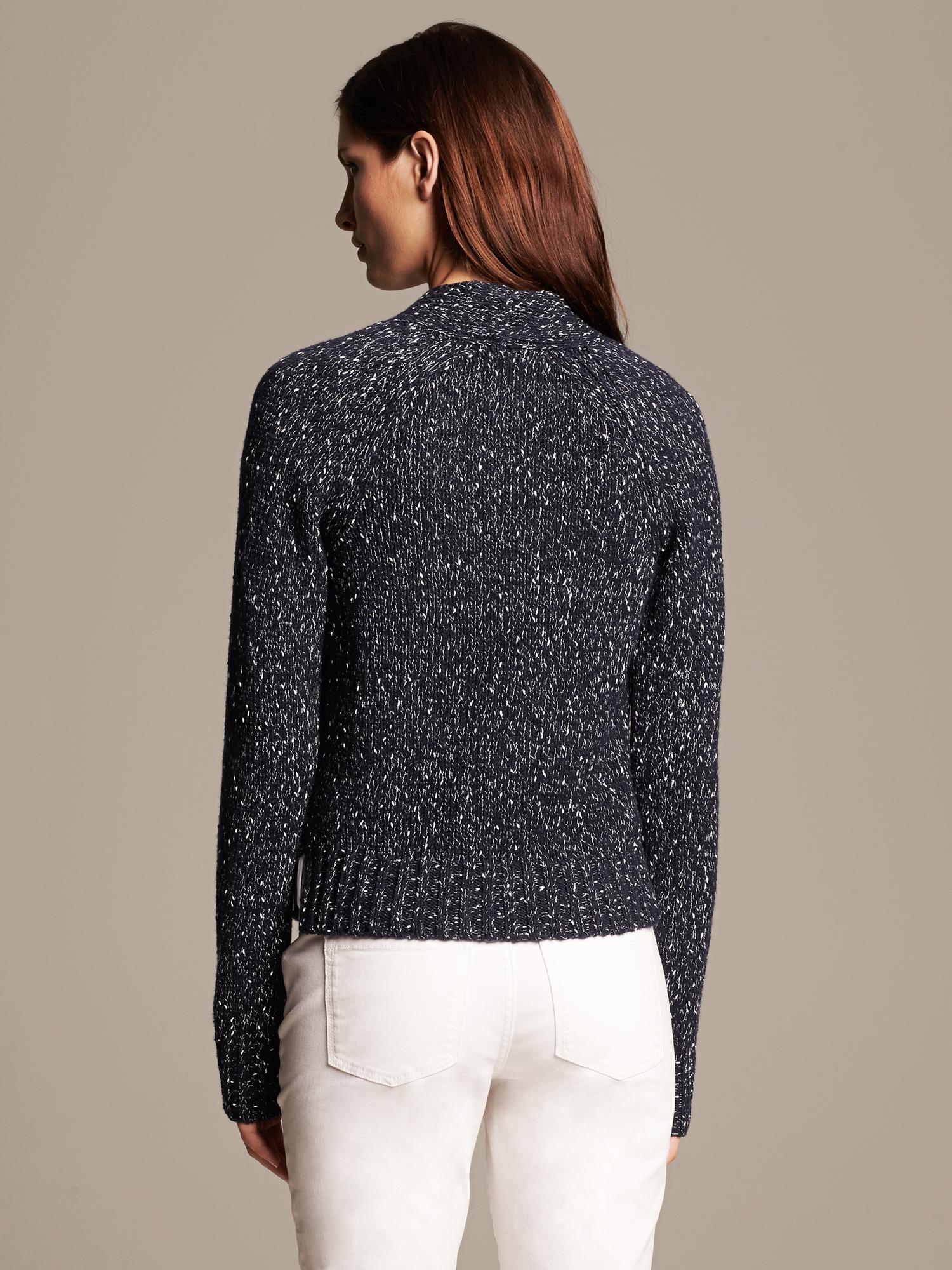 Marled Navy Open Cardigan | Banana Republic