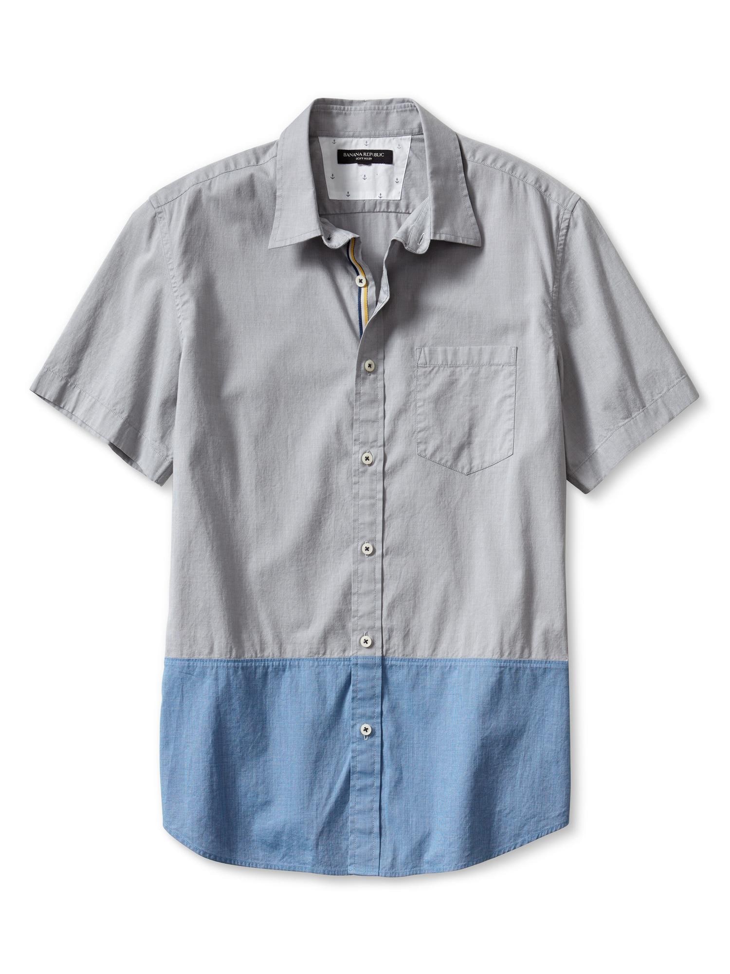 Slim-Fit Soft-Wash Colorblock Short-Sleeve Shirt | Banana Republic