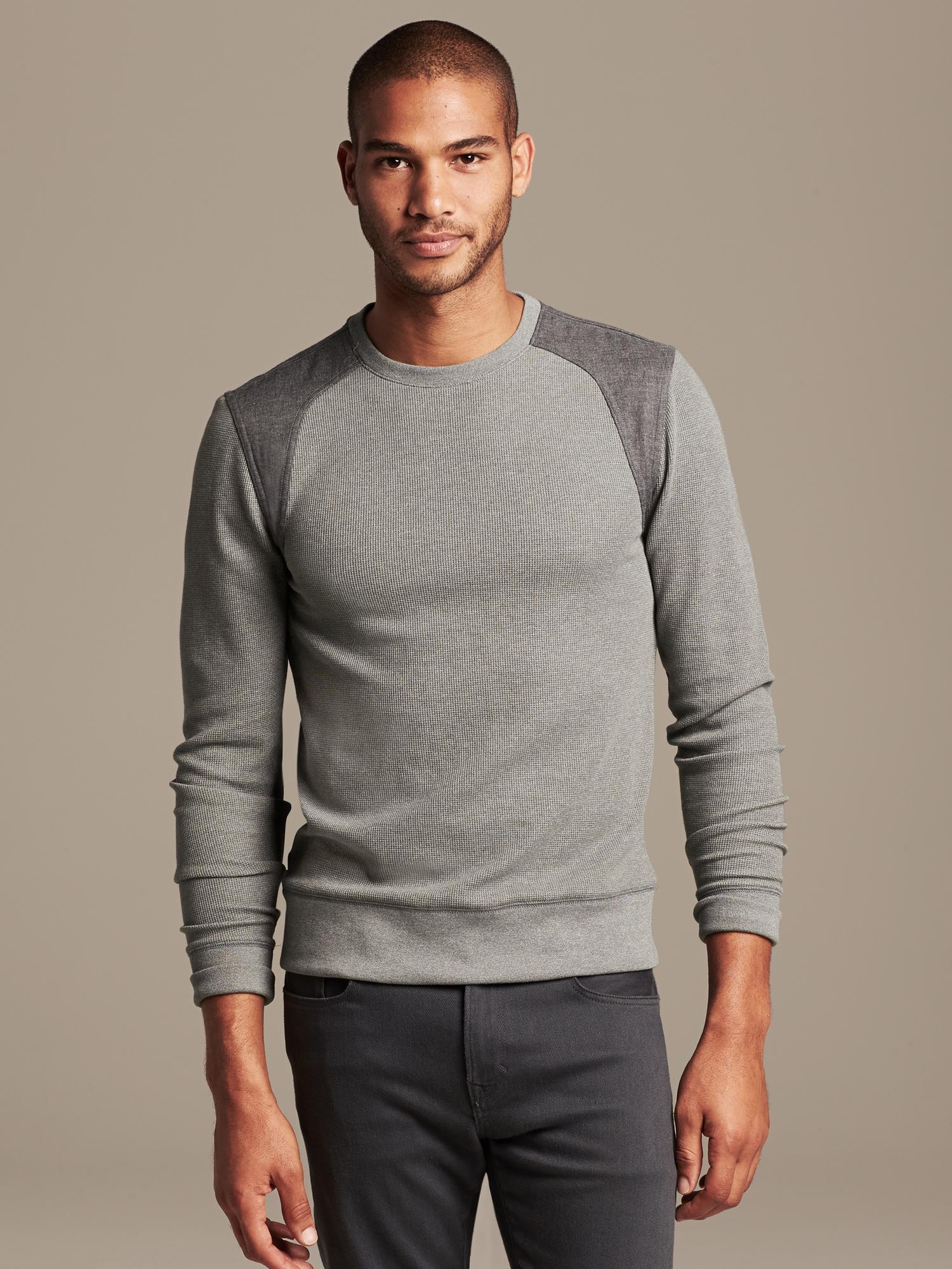 Military Waffle-Knit Crew | Banana Republic