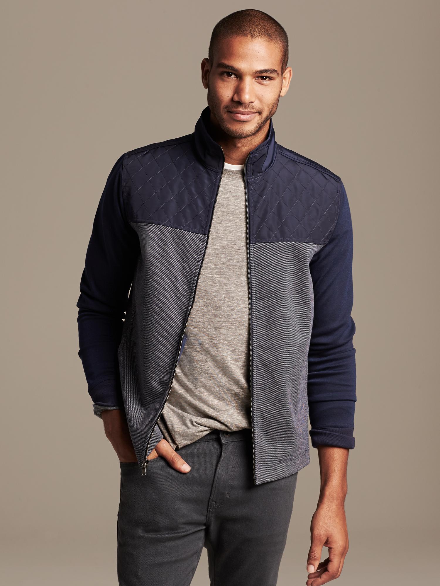 Hybrid Navy Knit Jacket | Banana Republic