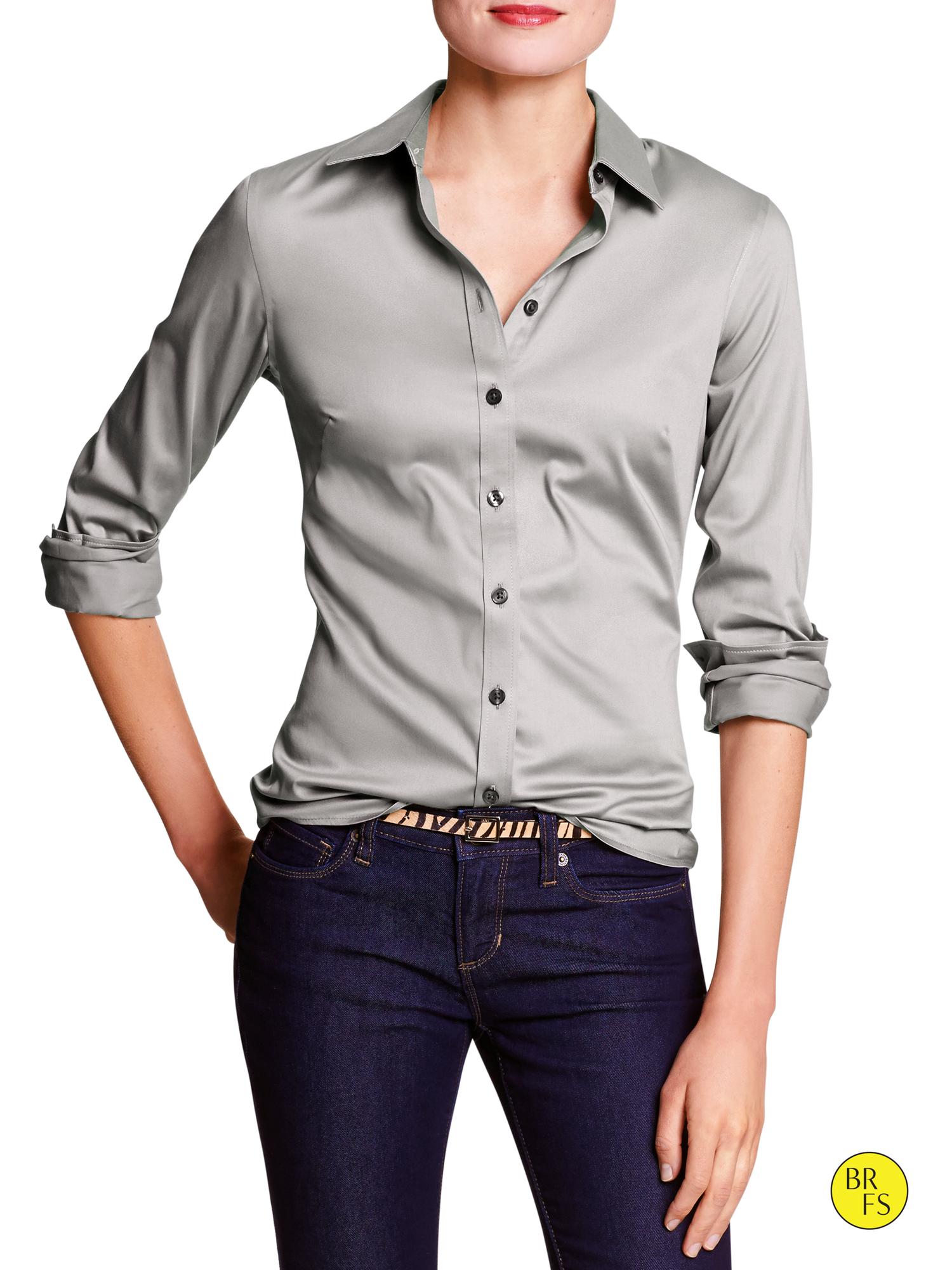 Factory Non-Iron Fitted Sateen Shirt | Banana Republic