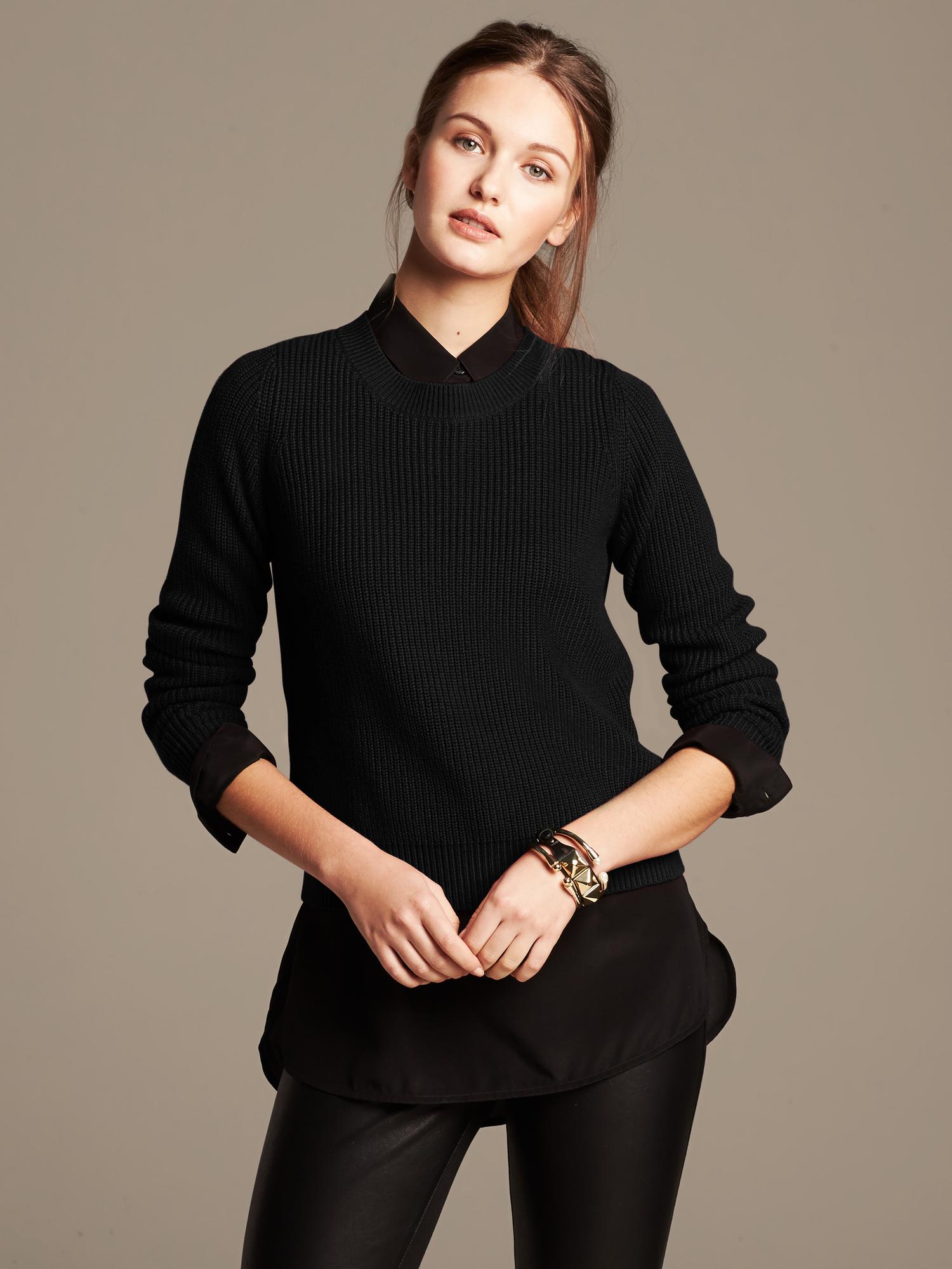 Cropped Ribbed Zip-Back Pullover | Banana Republic