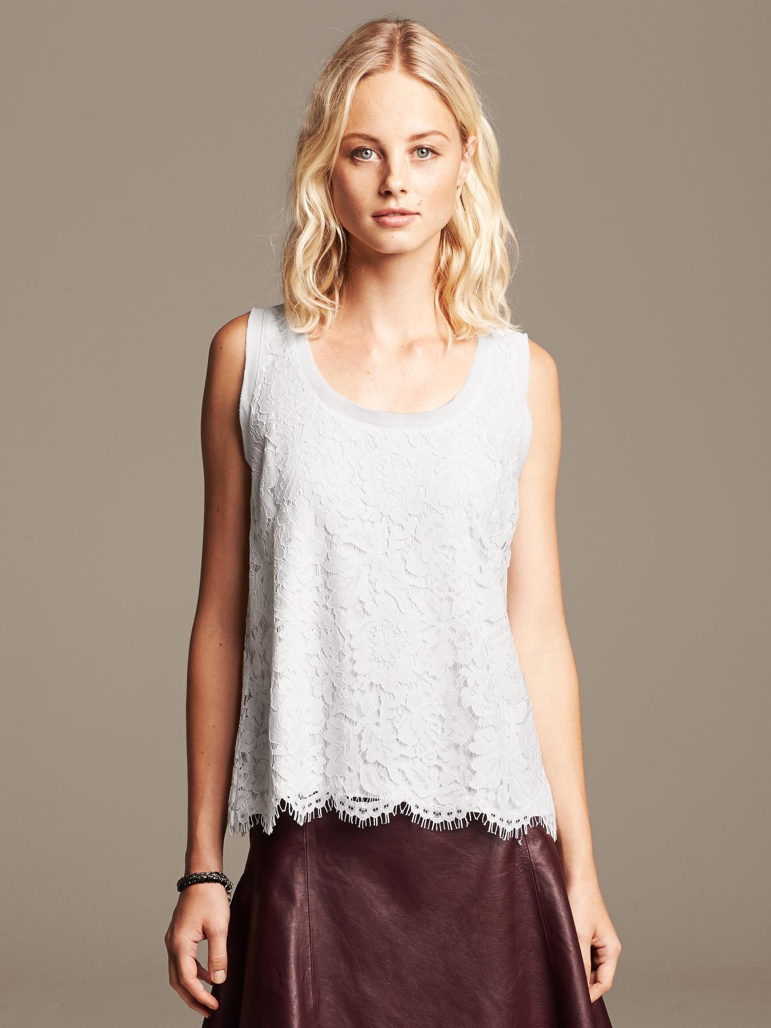 Scalloped Lace Tank | Banana Republic