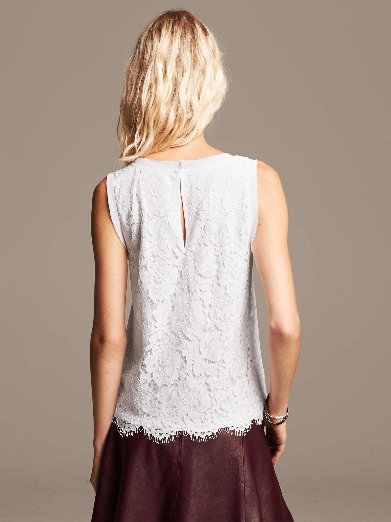 Scalloped Lace Tank | Banana Republic