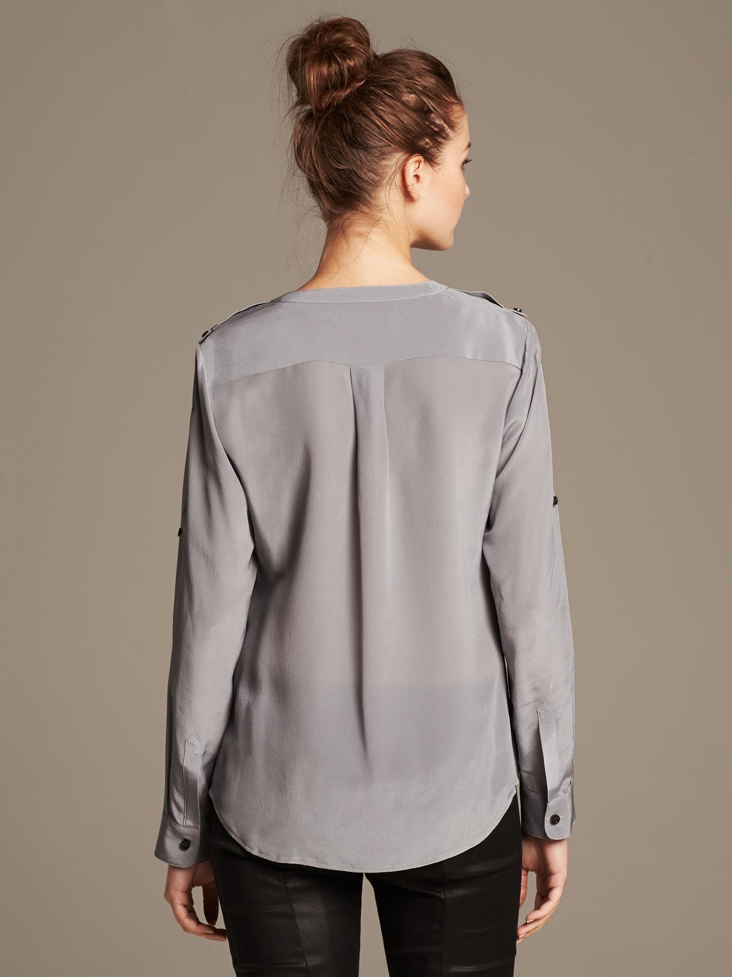 Heritage Silk Military Blouse | Banana Republic