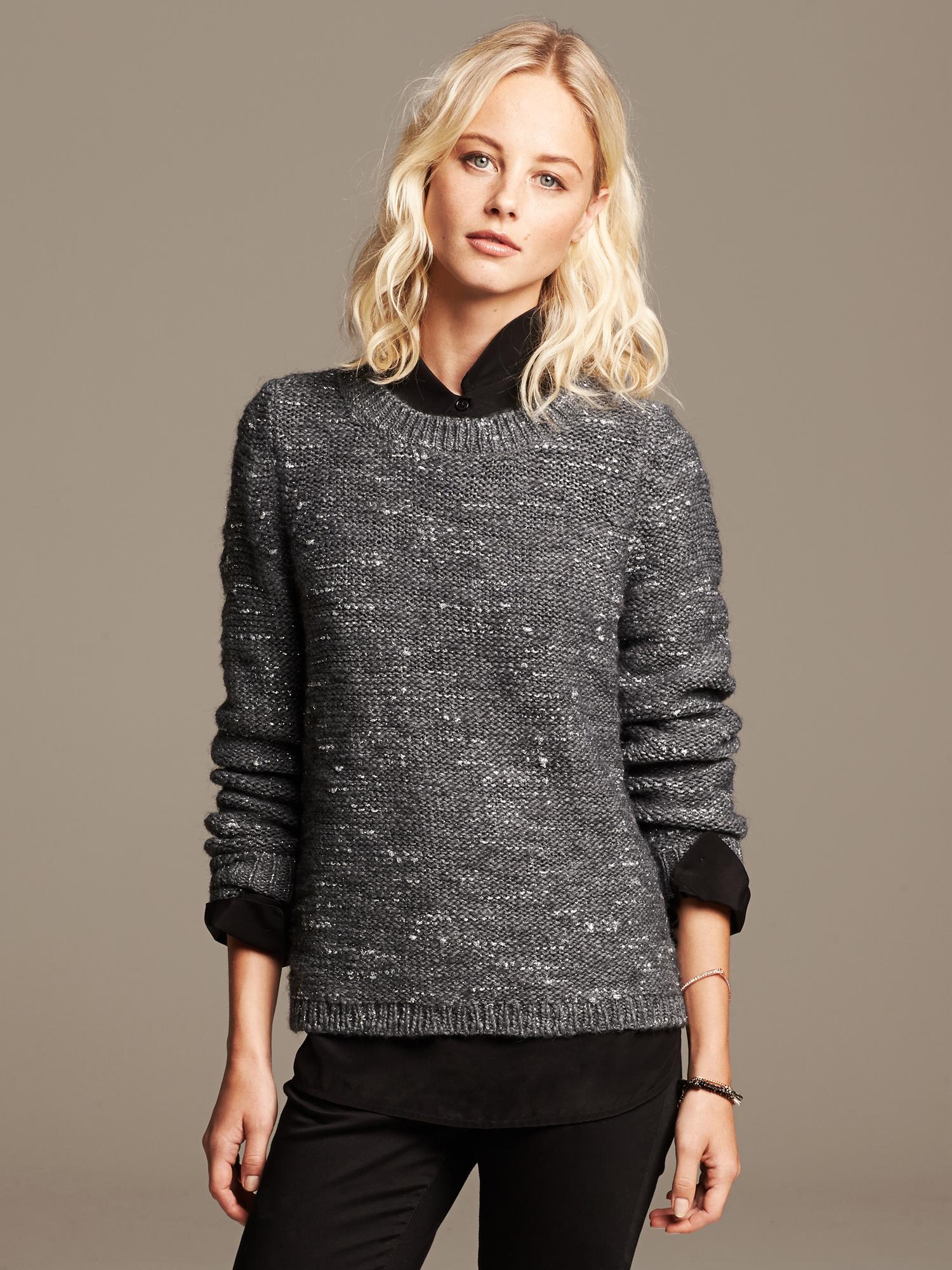 Metallic Cross-Back Pullover | Banana Republic