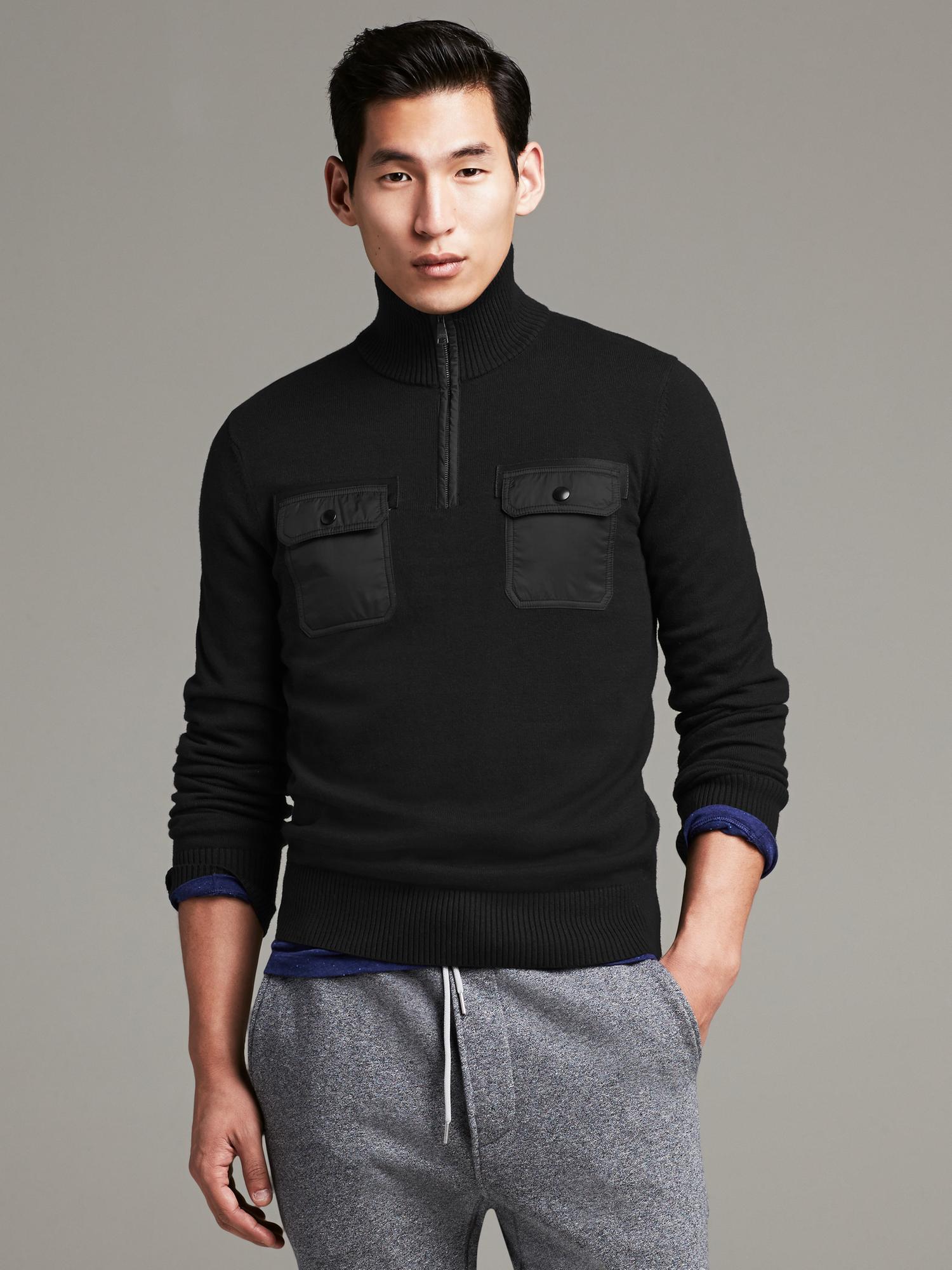 Snap-Pocket Half-Zip Pullover | Banana Republic