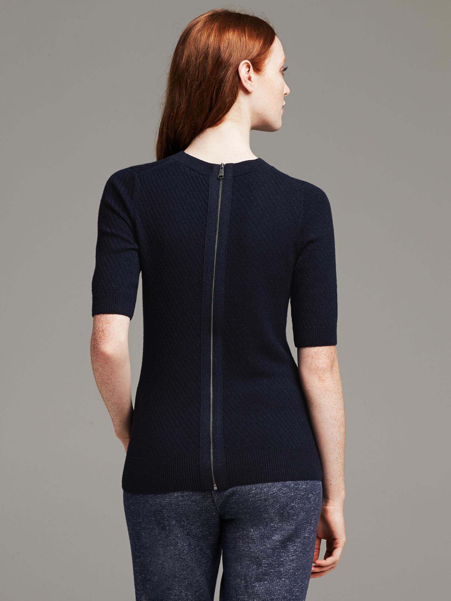 Navy Back-Zip Pullover | Banana Republic