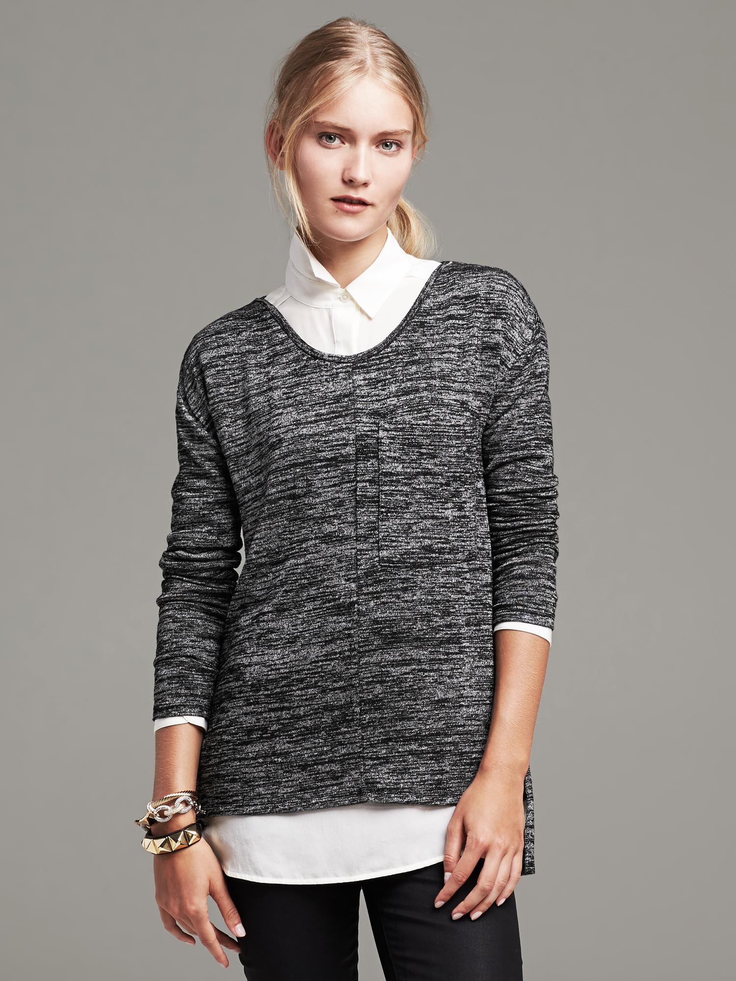 Textured Drop-Tail Tee | Banana Republic