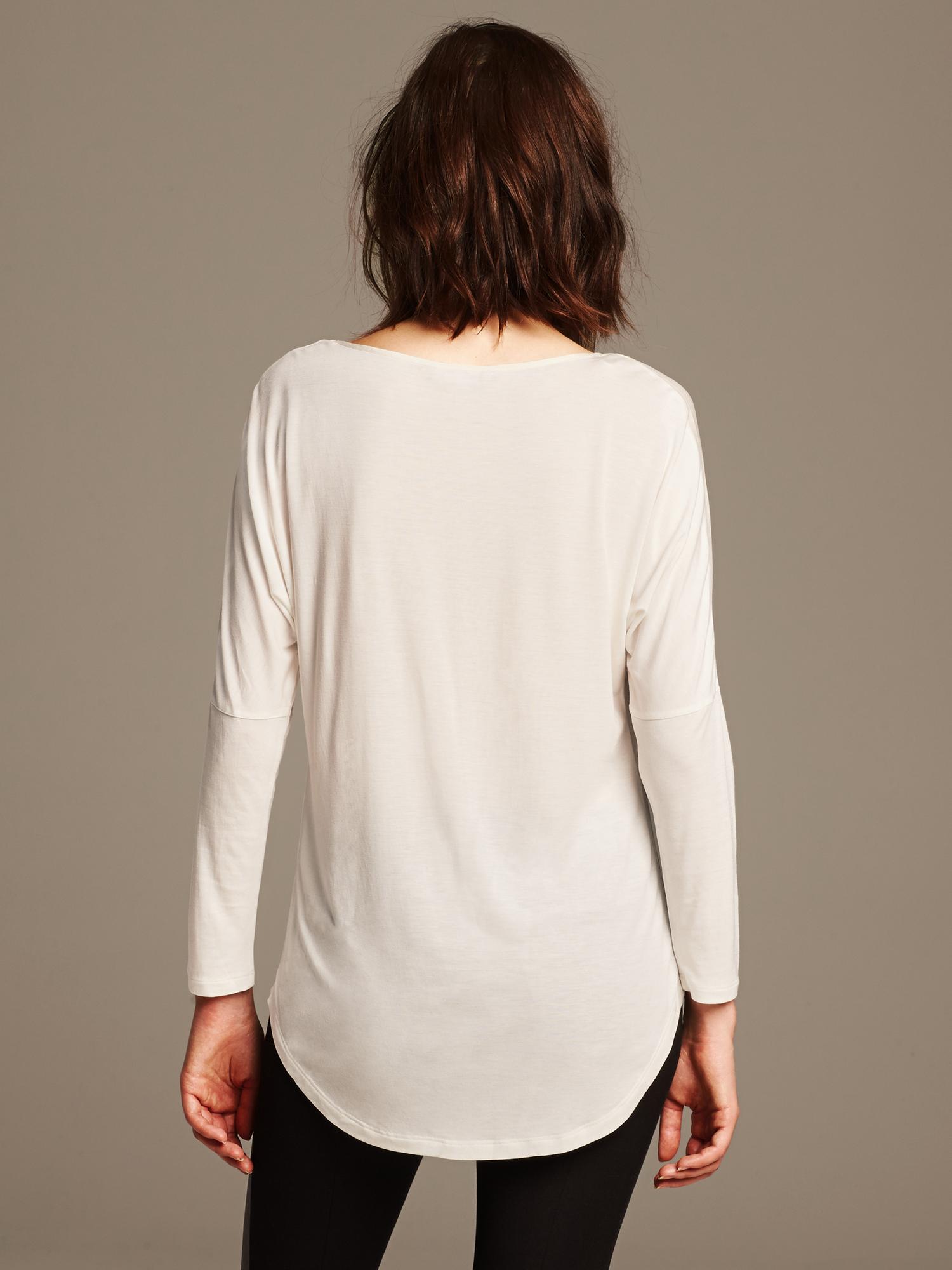 Mixed-Media Drop-Shoulder Top | Banana Republic