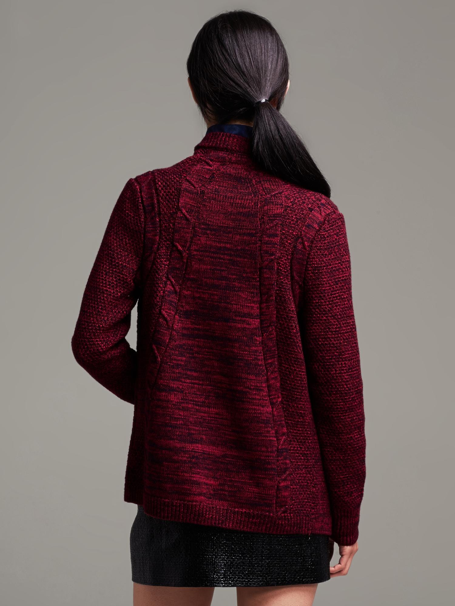 Red Cable-Knit Open Cardigan | Banana Republic