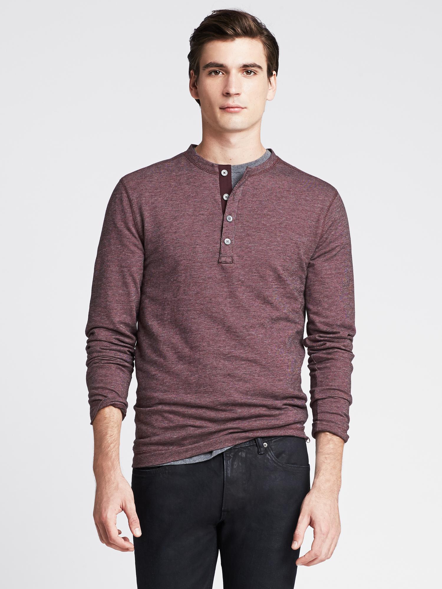 Heritage Marled Jersey Henley | Banana Republic