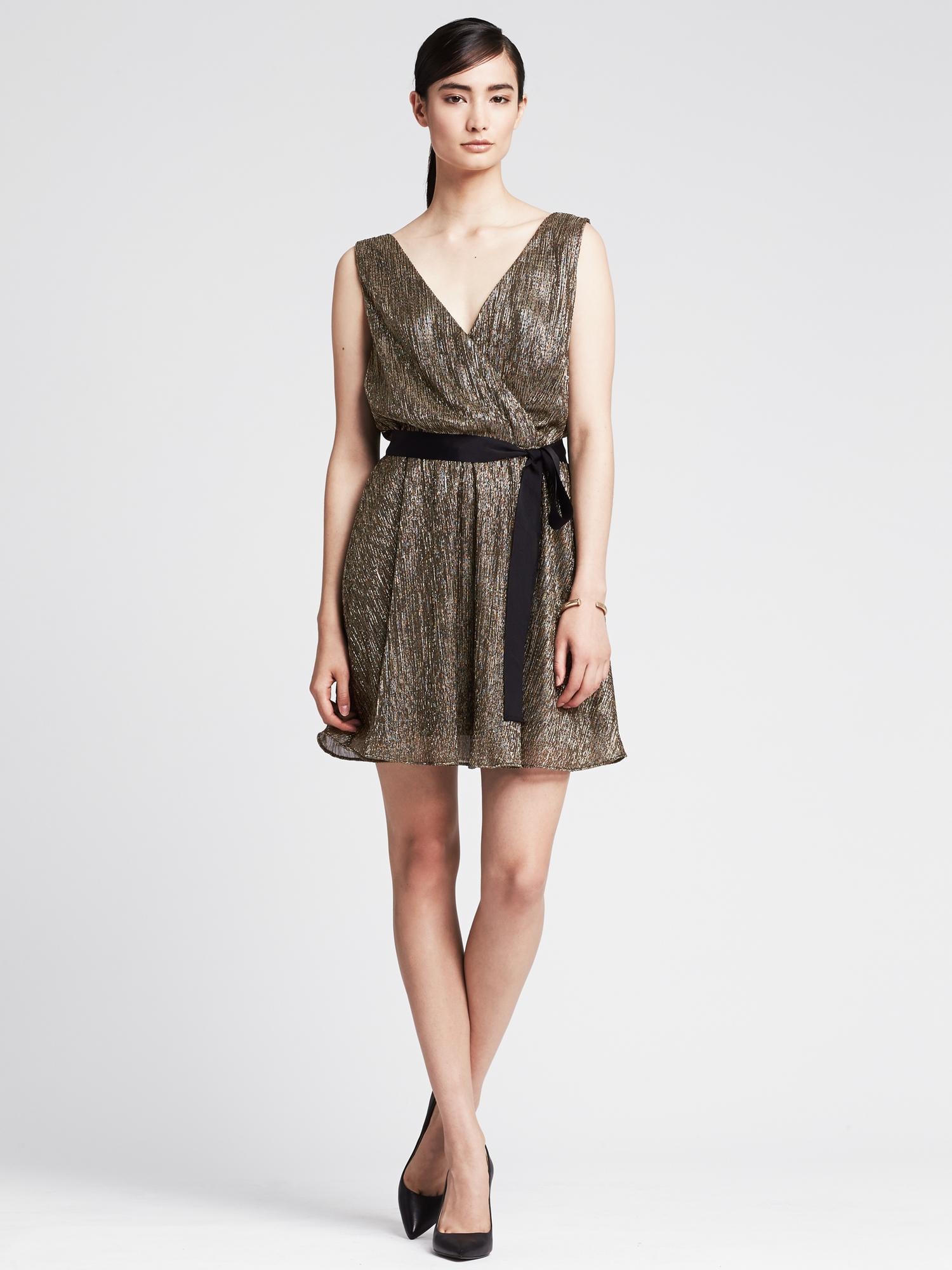 Shine Double-Vee Dress | Banana Republic