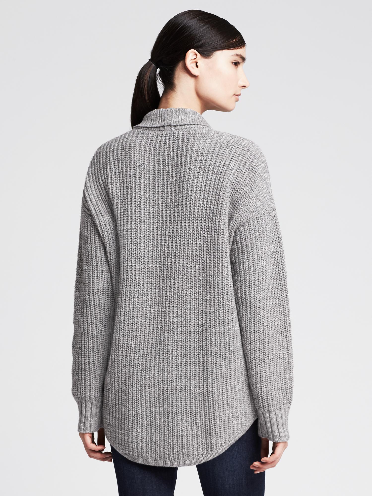 Textured Gray Open Cardigan | Banana Republic