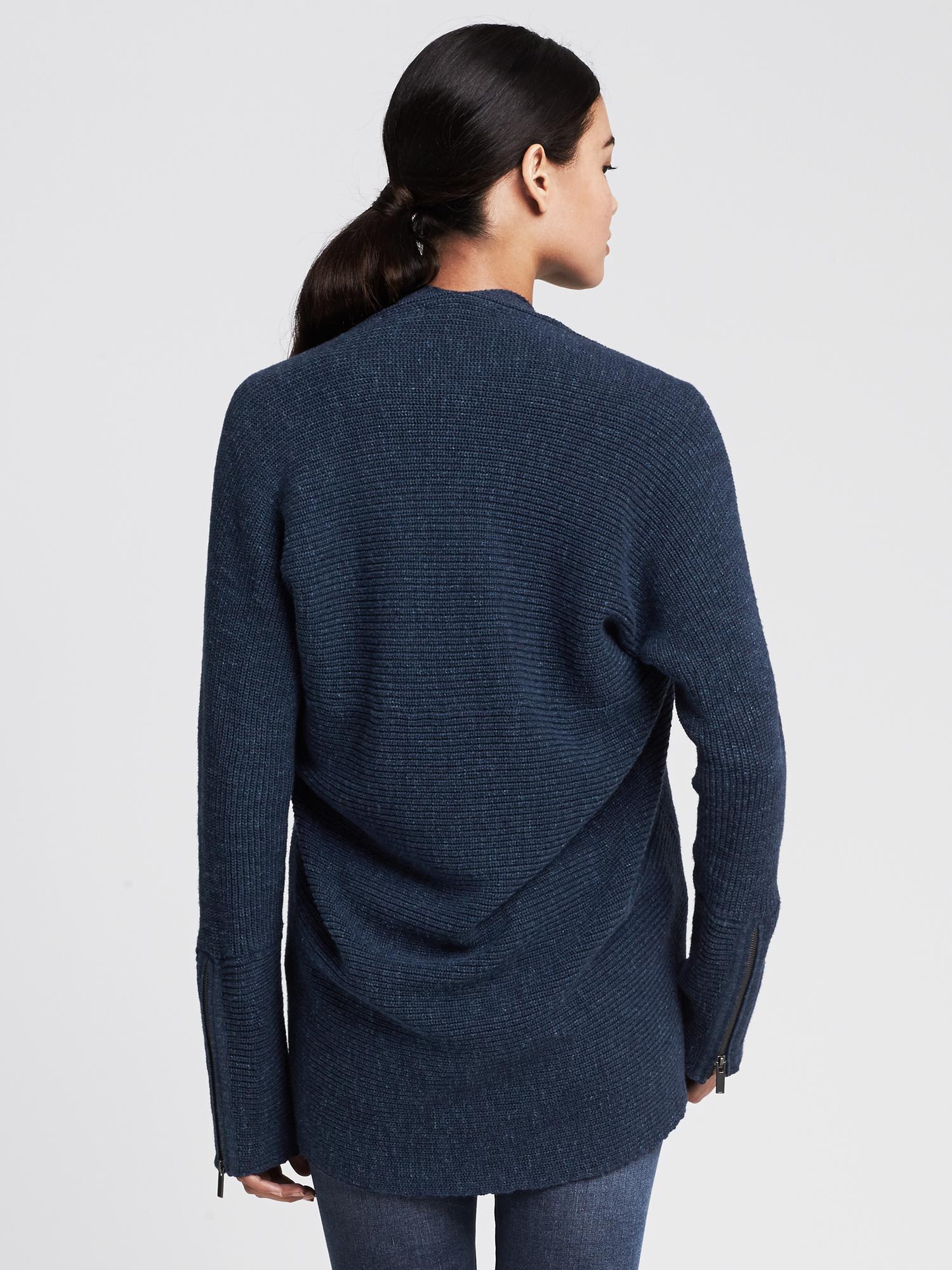 Draped Blue Open Cardigan | Banana Republic