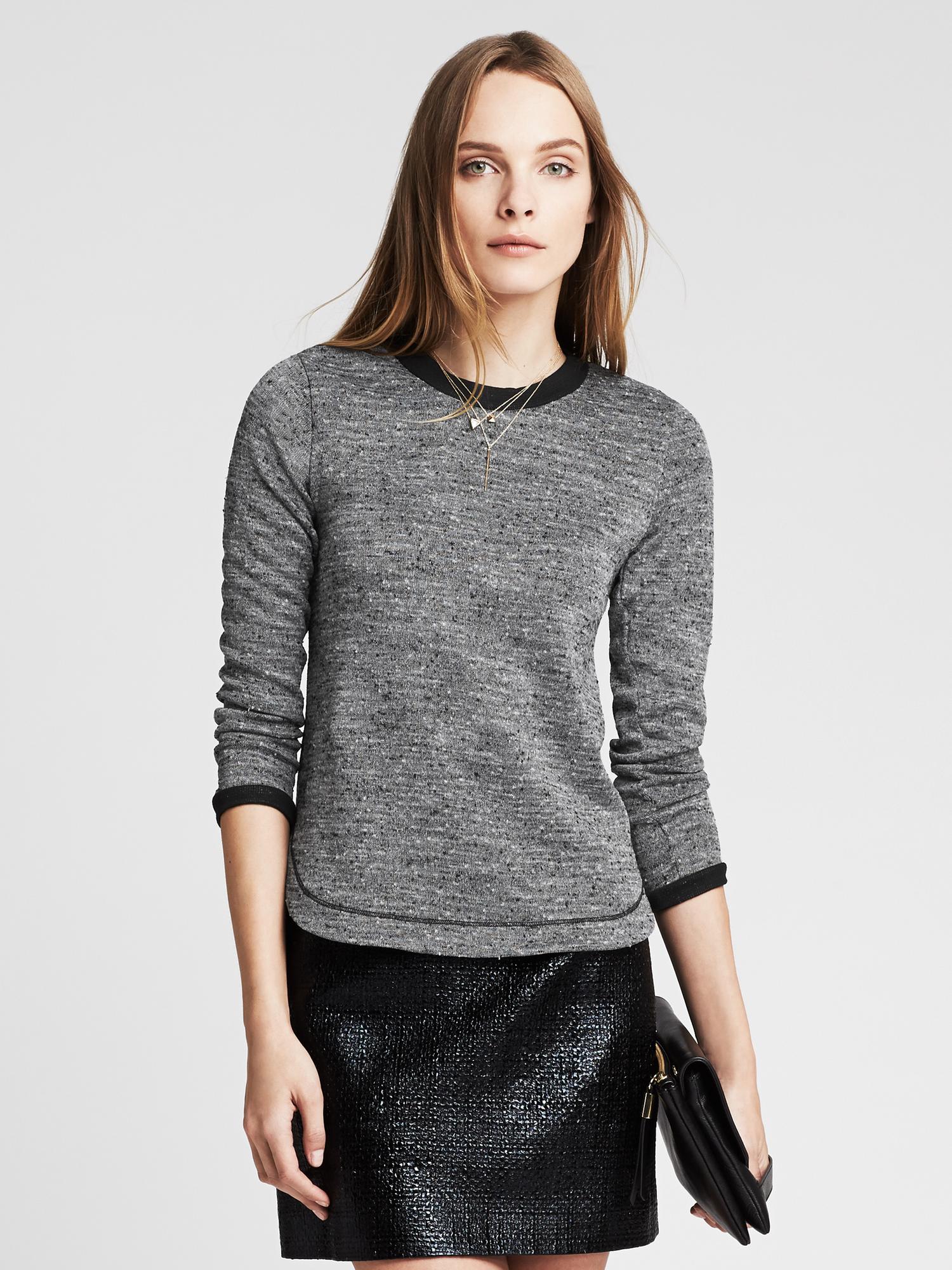 Textured Gray Pullover | Banana Republic