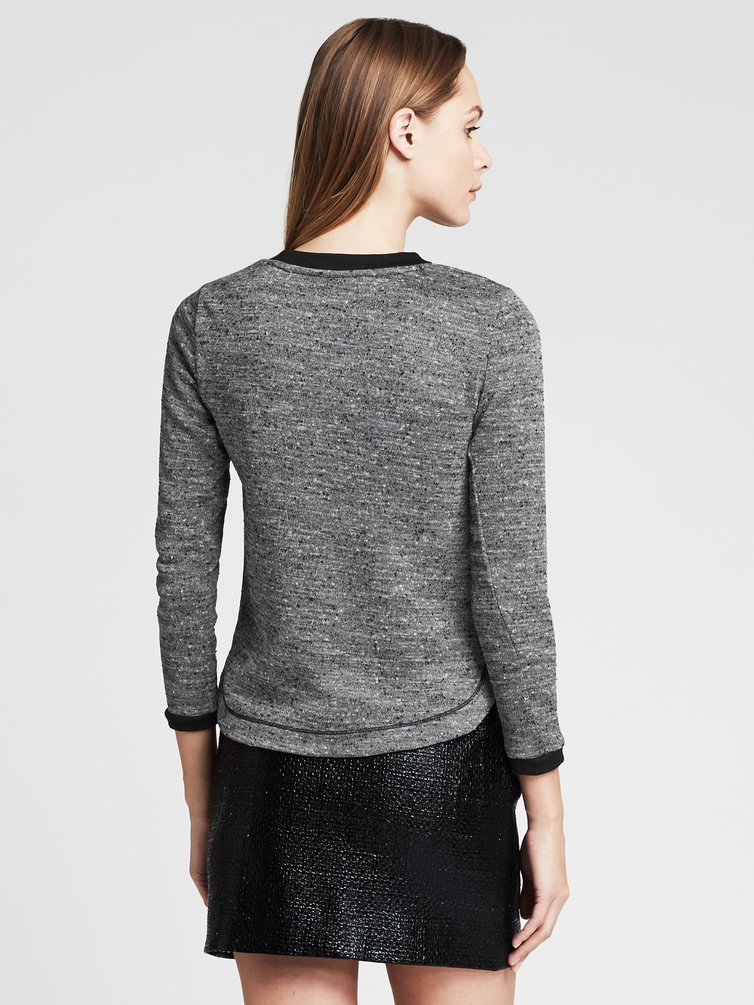 Textured Gray Pullover | Banana Republic