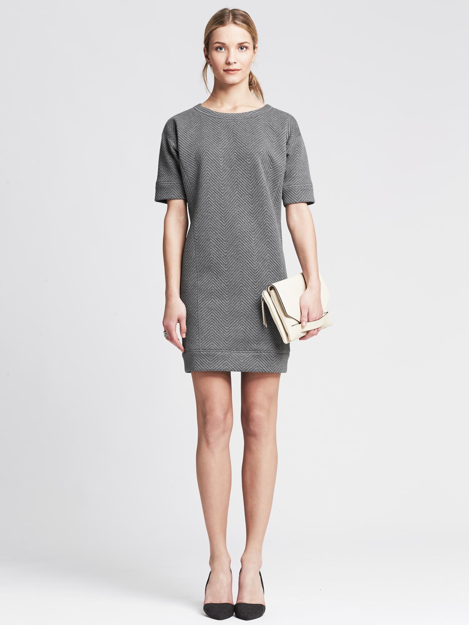 Light Gray Quilted Dress | Banana Republic