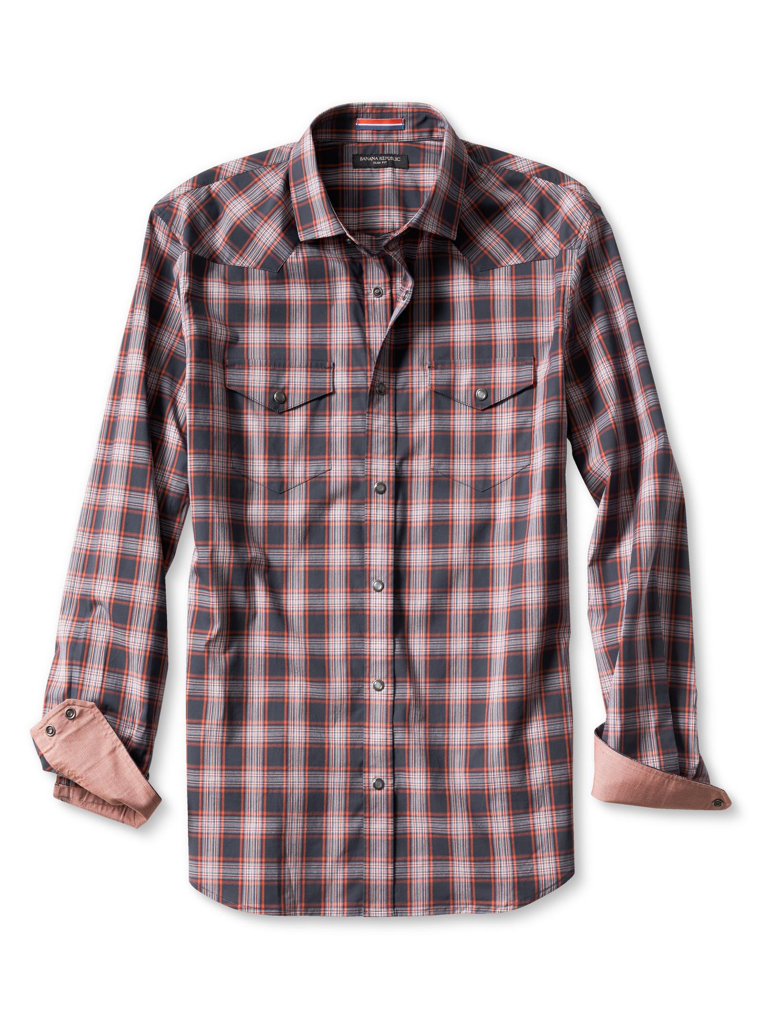 Slim-Fit Multi-Check Western Shirt | Banana Republic