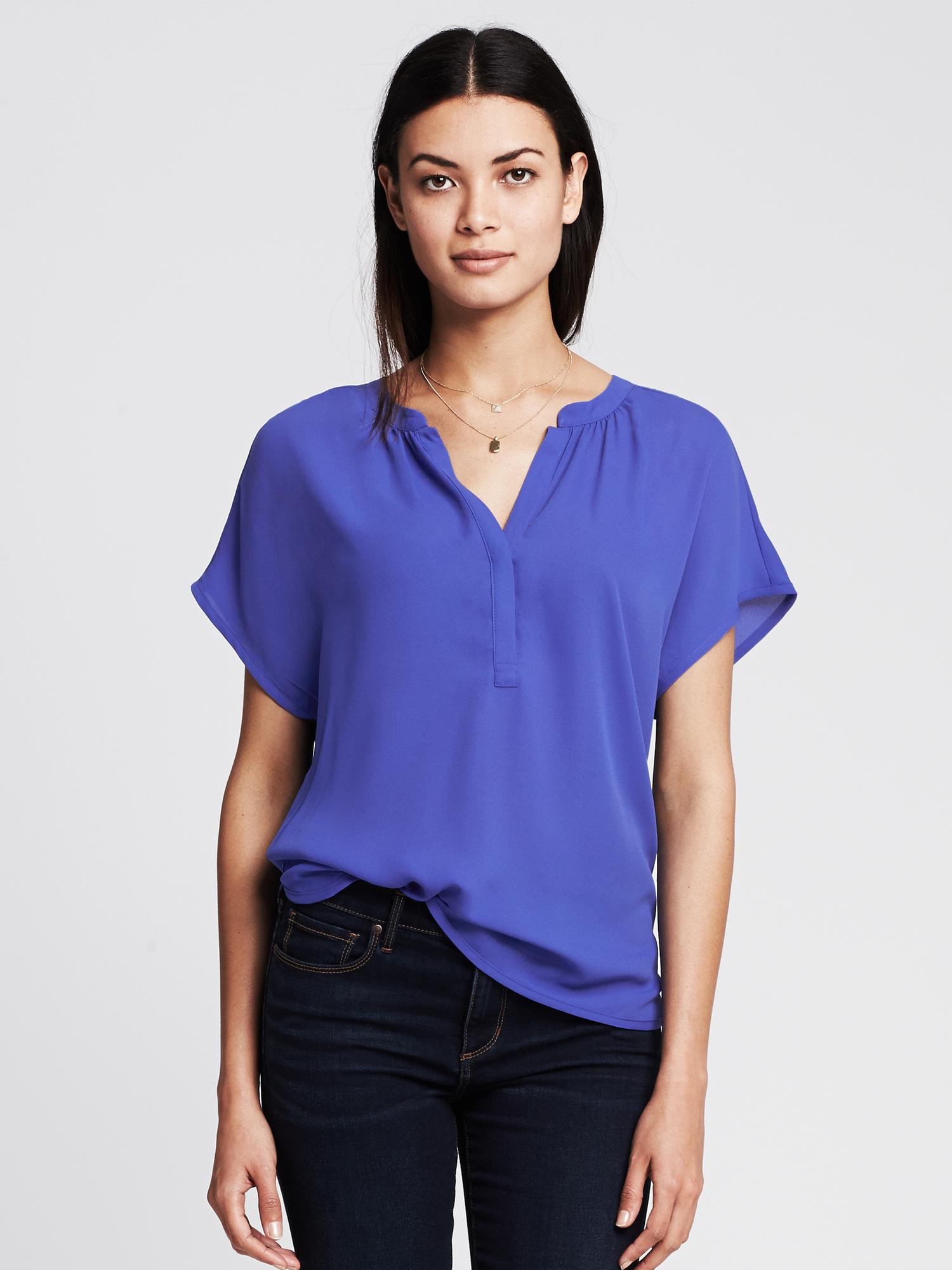 Banded Popover Blouse | Banana Republic