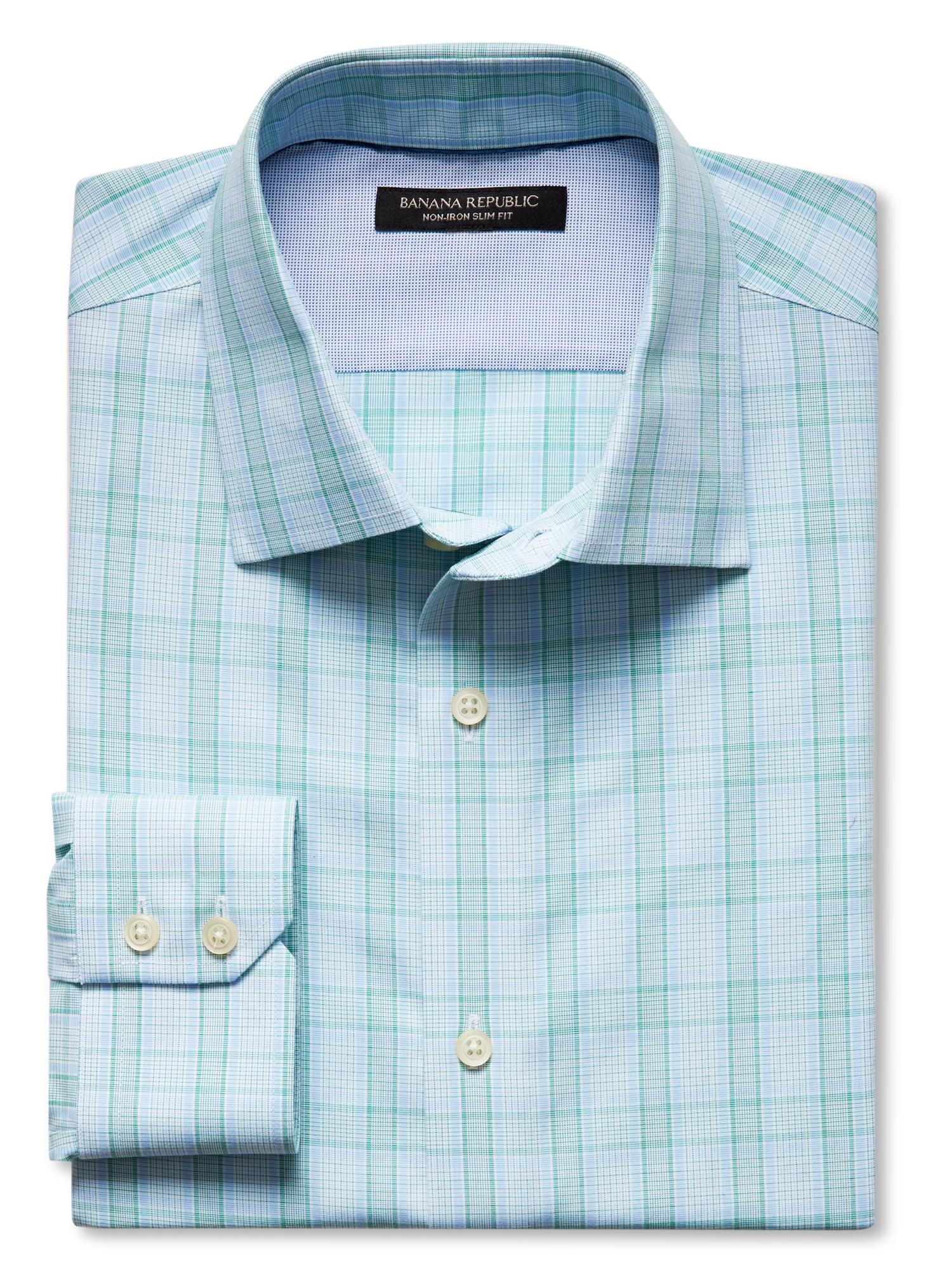 Slim-Fit Non-Iron Windowpane Shirt | Banana Republic