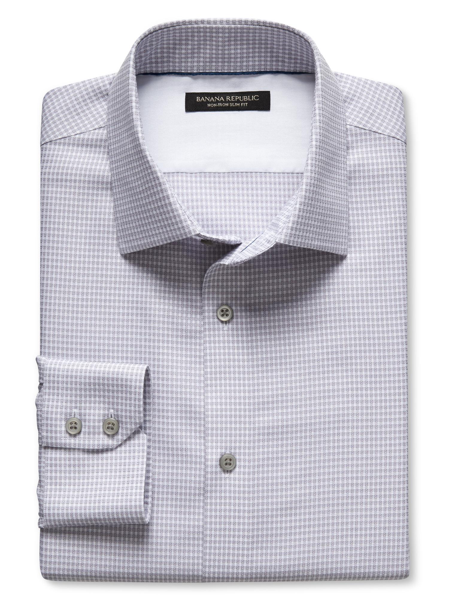 Slim-Fit Non-Iron Dobby Check Shirt | Banana Republic
