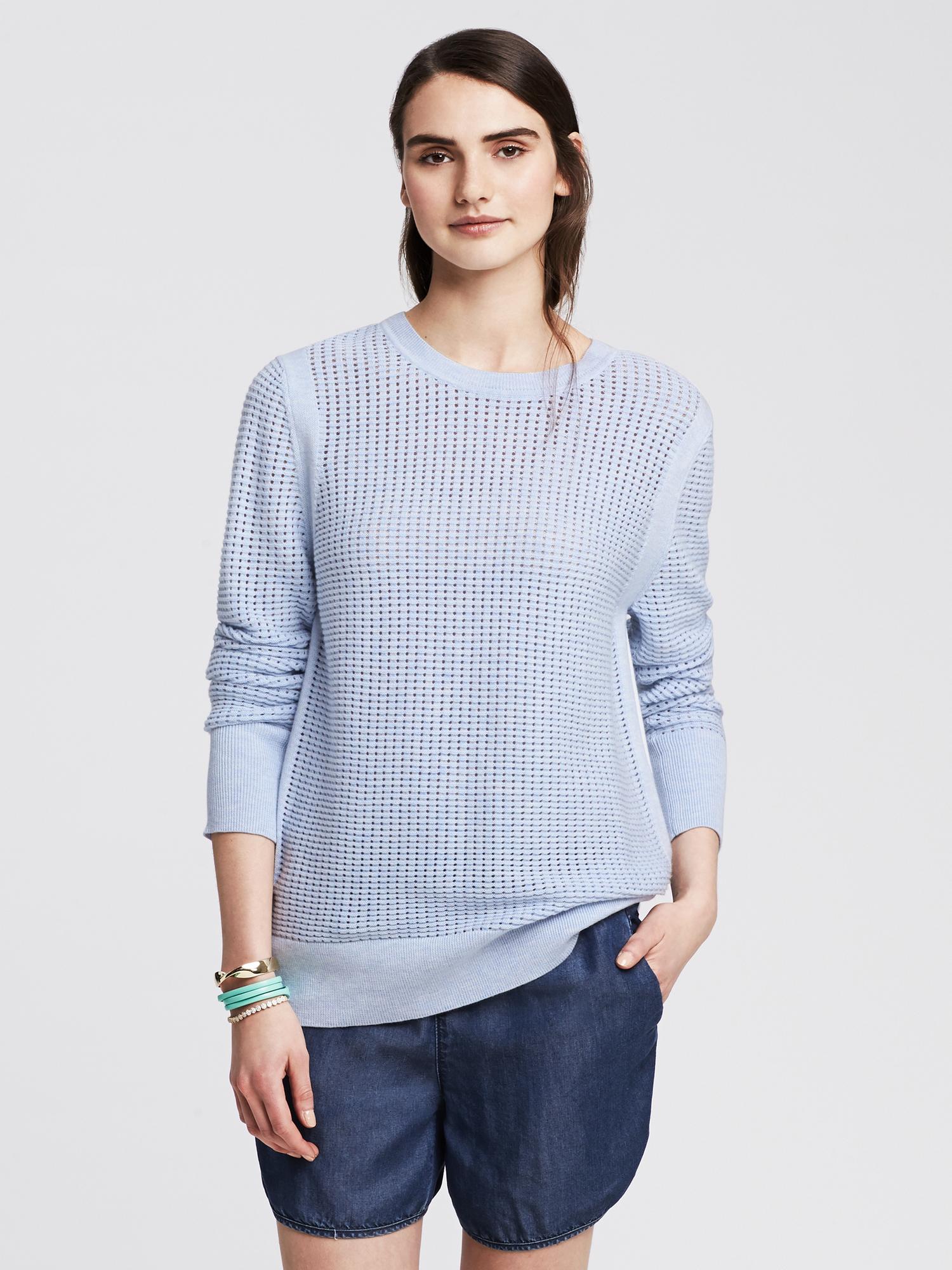 Mesh Cutout-Back Pullover | Banana Republic