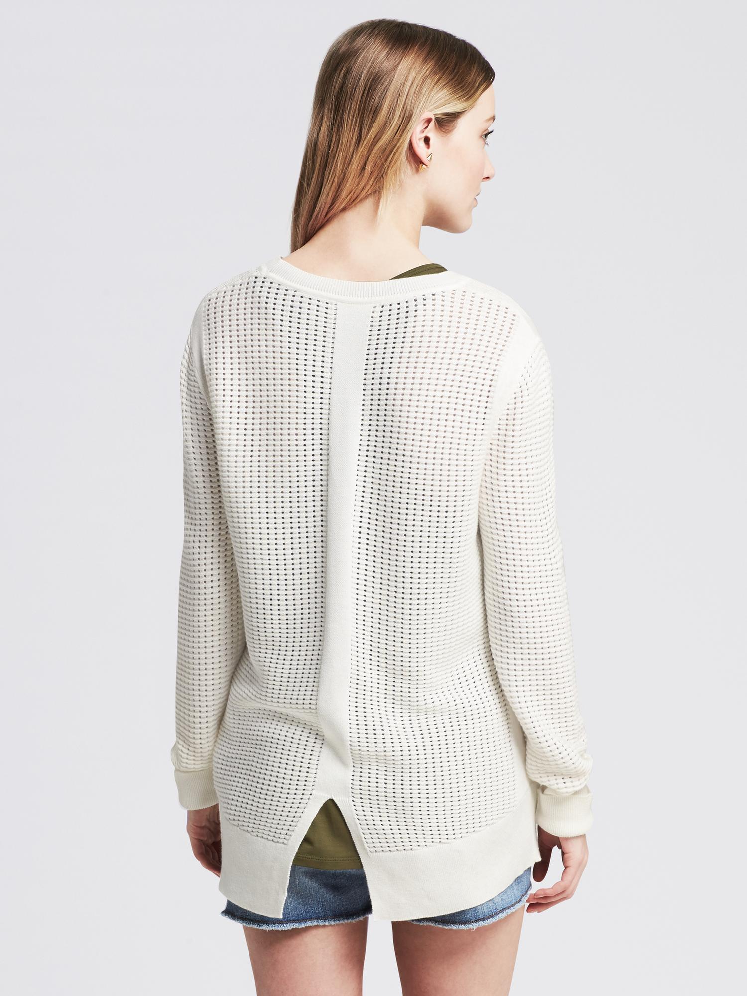Mesh Cutout-Back Pullover | Banana Republic