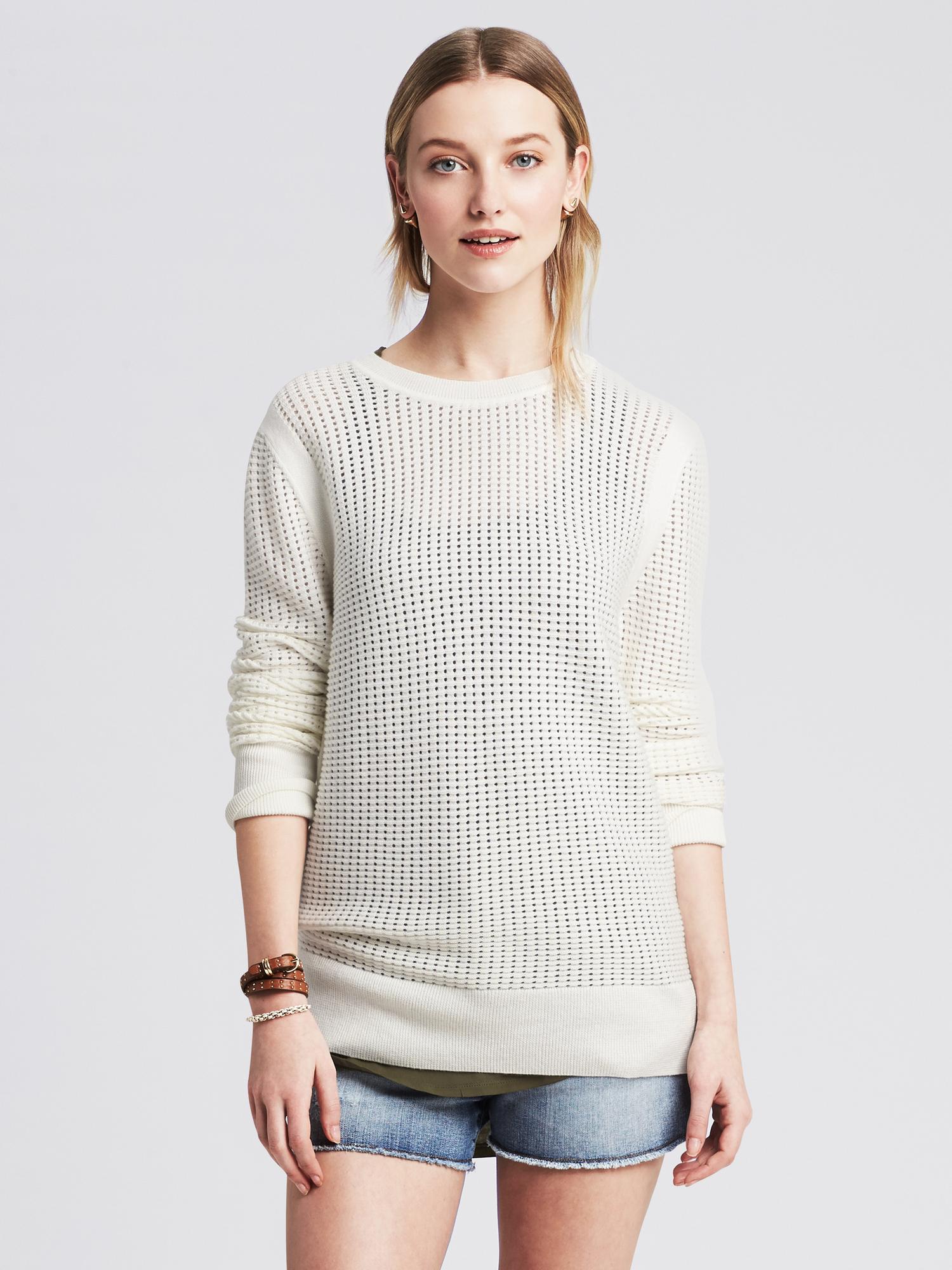 Mesh Cutout-Back Pullover | Banana Republic