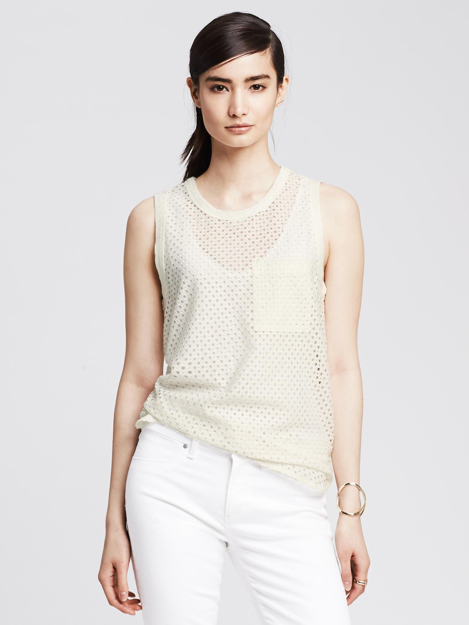 Eyelet Pocket Tank | Banana Republic