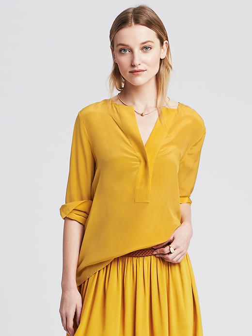 Pintuck Silk Tunic | Banana Republic